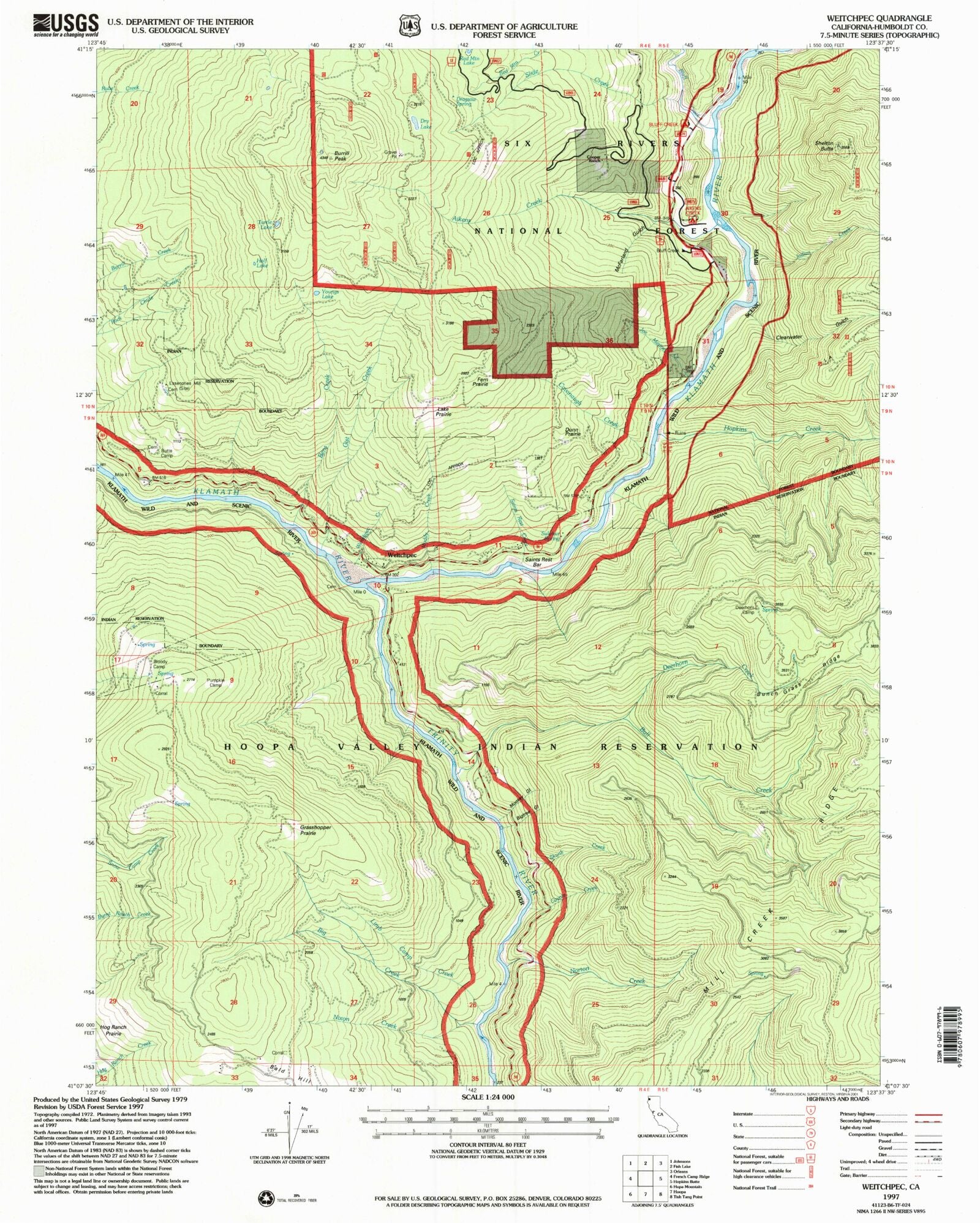 Classic USGS Weitchpec California 7.5'x7.5' Topo Map – MyTopo Map Store