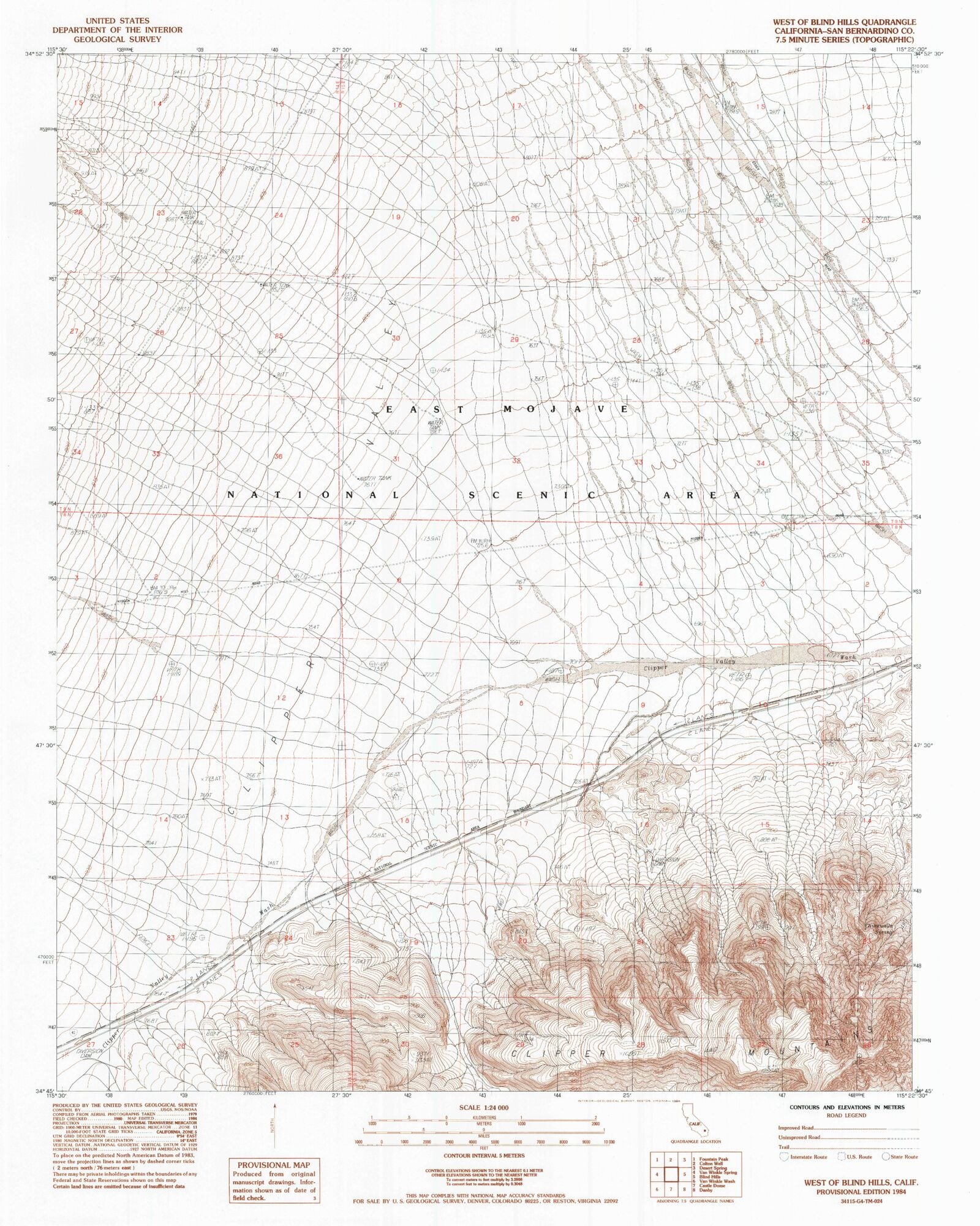Classic USGS West of Blind Hills California 7.5'x7.5' Topo Map – MyTopo ...