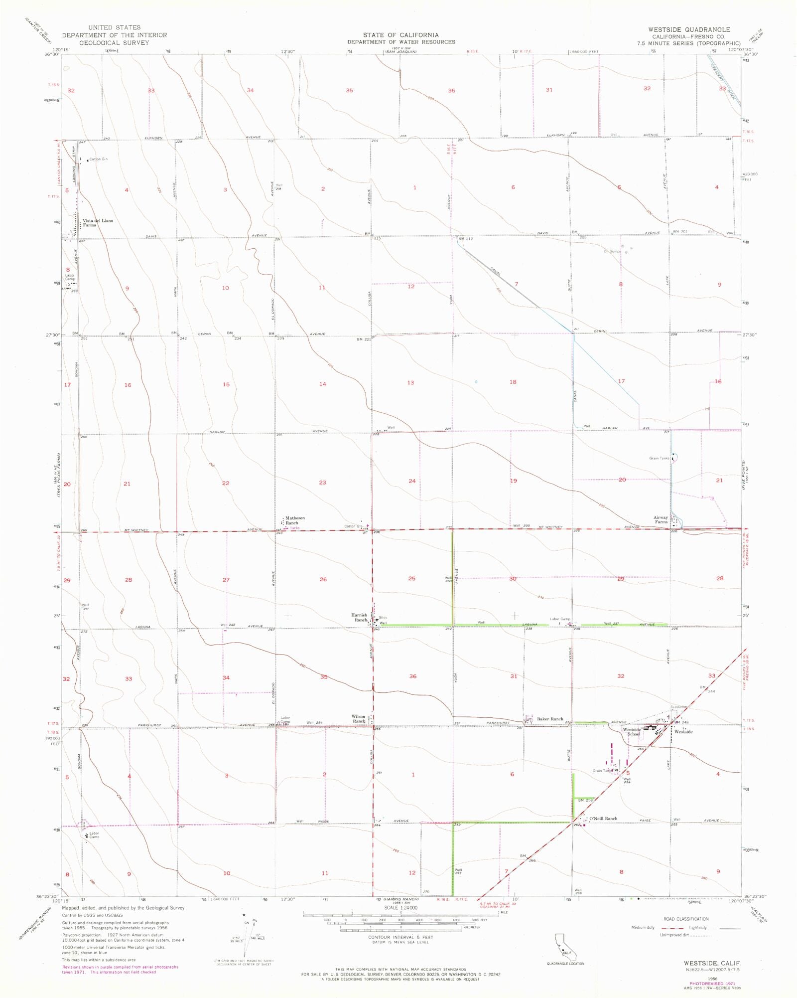 Classic USGS Westside California 7.5'x7.5' Topo Map – MyTopo Map Store