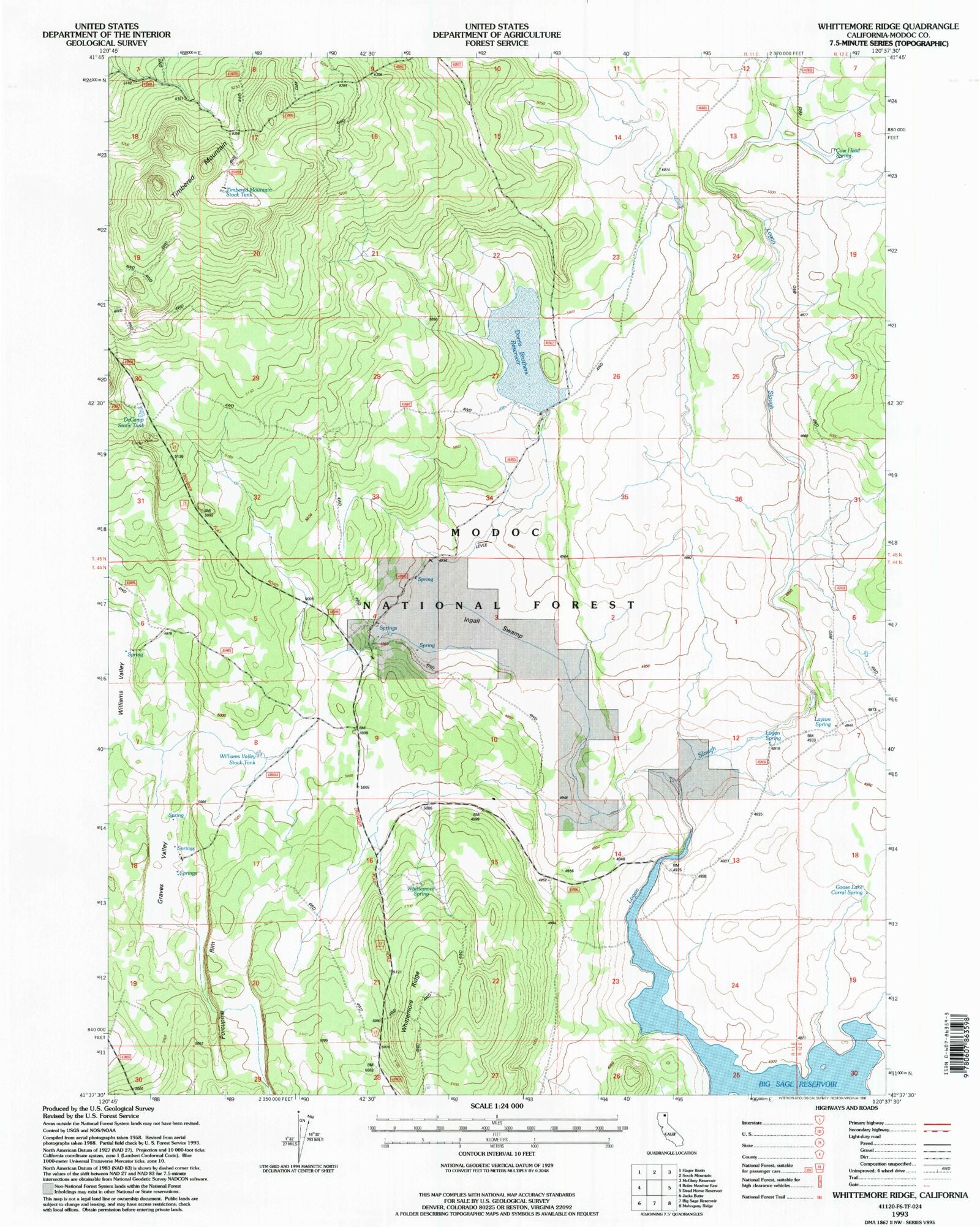 Classic USGS Whittemore Ridge California 7.5'x7.5' Topo Map – MyTopo ...