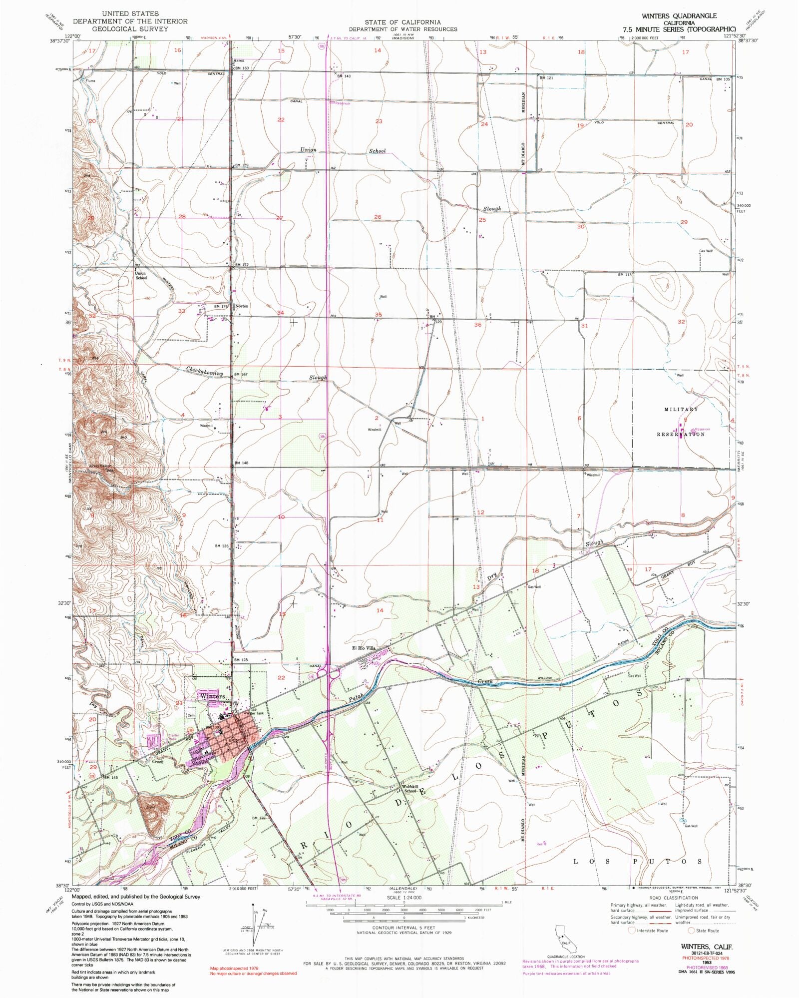 Classic USGS Winters California 7.5'x7.5' Topo Map – MyTopo Map Store