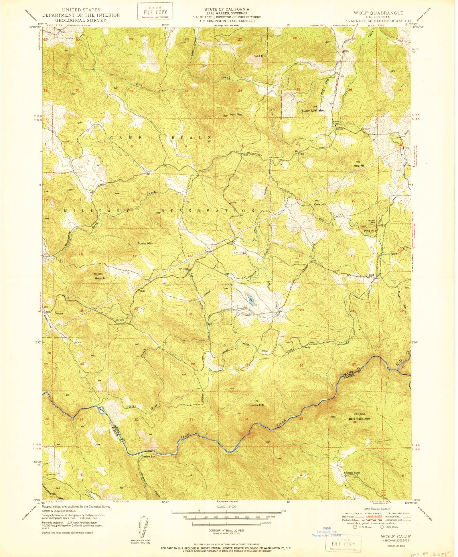 Classic USGS Wolf California 7.5'x7.5' Topo Map – MyTopo Map Store