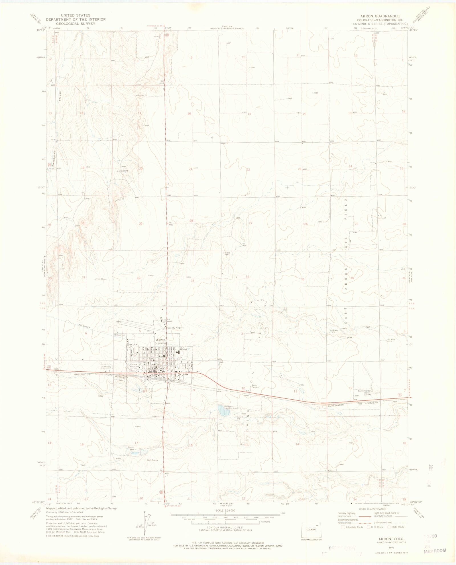 Classic USGS Akron Colorado 7.5'x7.5' Topo Map – MyTopo Map Store