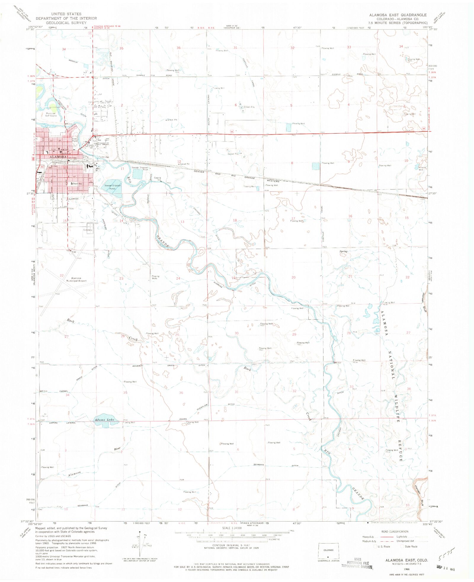 Classic USGS Alamosa East Colorado 7.5'x7.5' Topo Map – MyTopo Map Store