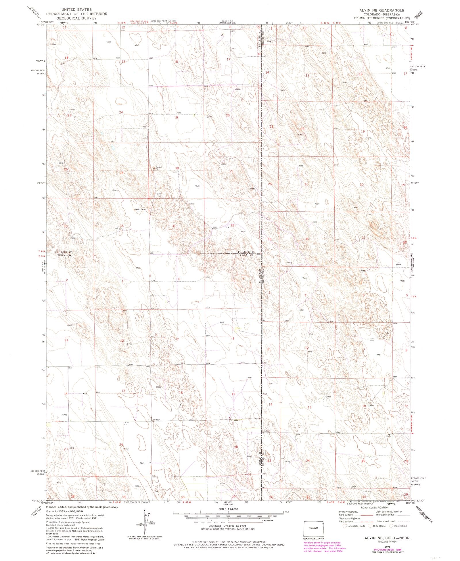 Classic USGS Alvin NE Colorado 7.5'x7.5' Topo Map – MyTopo Map Store