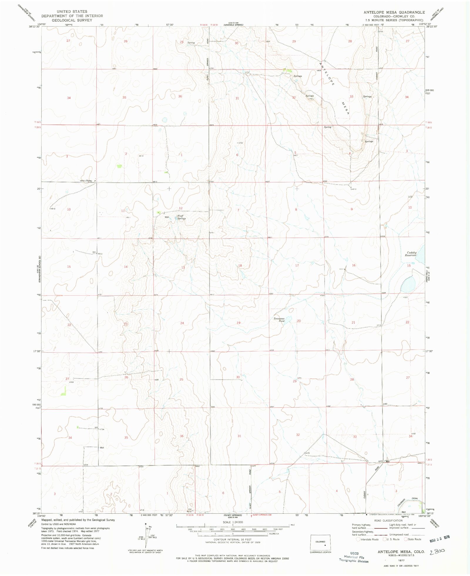 Classic USGS Antelope Mesa Colorado 7.5'x7.5' Topo Map – MyTopo Map Store