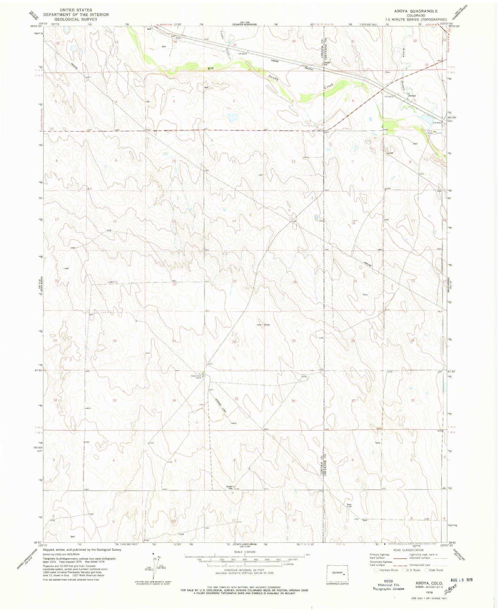 Classic USGS Aroya Colorado 7.5'x7.5' Topo Map – MyTopo Map Store