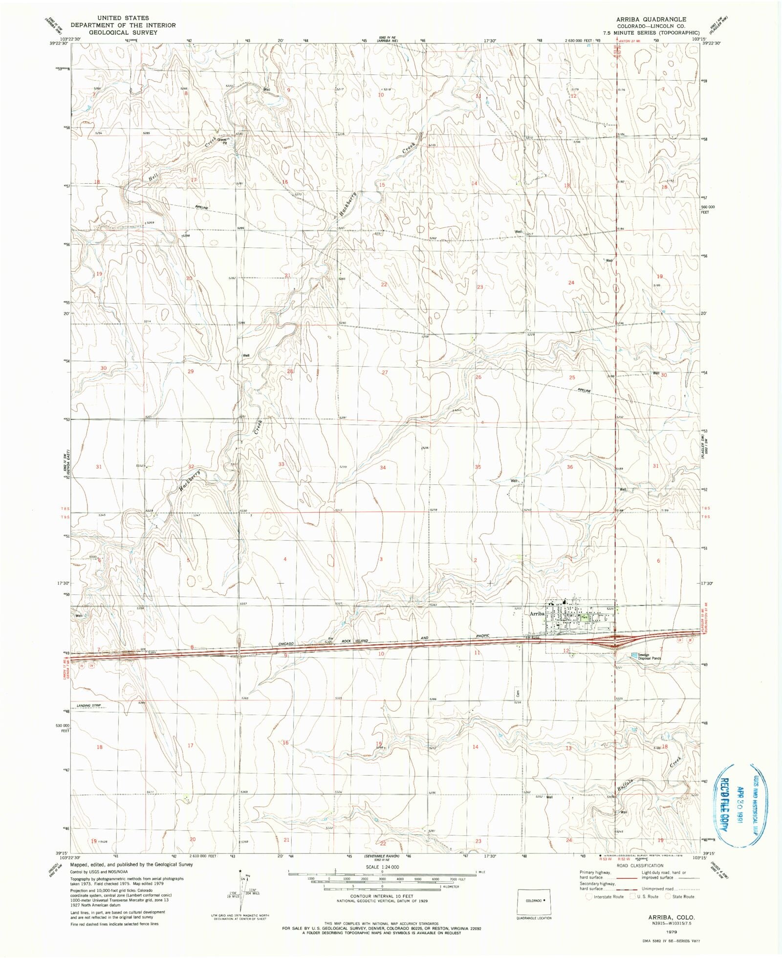 Classic USGS Arriba Colorado 7.5'x7.5' Topo Map – MyTopo Map Store