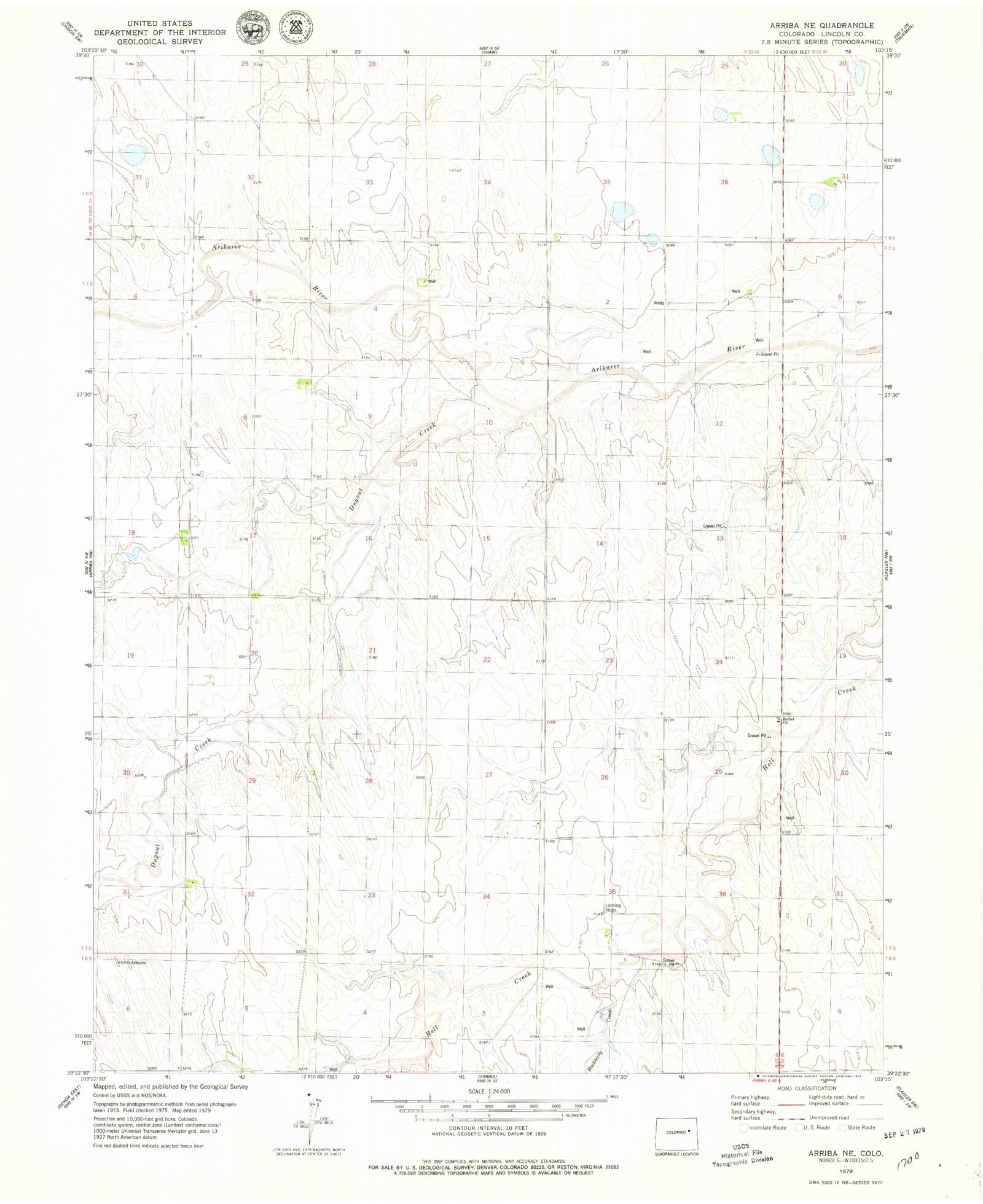Classic USGS Arriba NE Colorado 7.5'x7.5' Topo Map – MyTopo Map Store