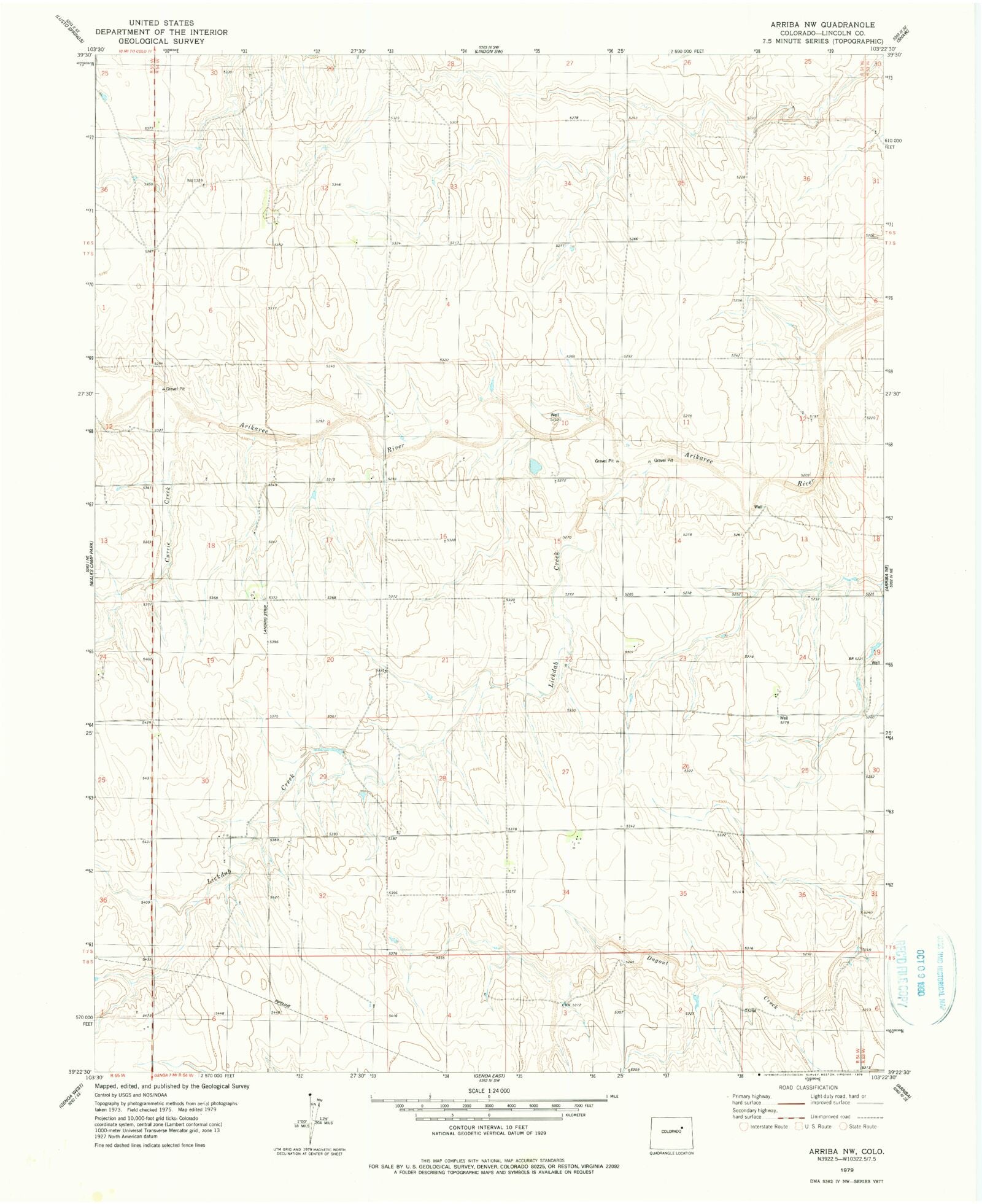 Classic USGS Arriba NW Colorado 7.5'x7.5' Topo Map – MyTopo Map Store
