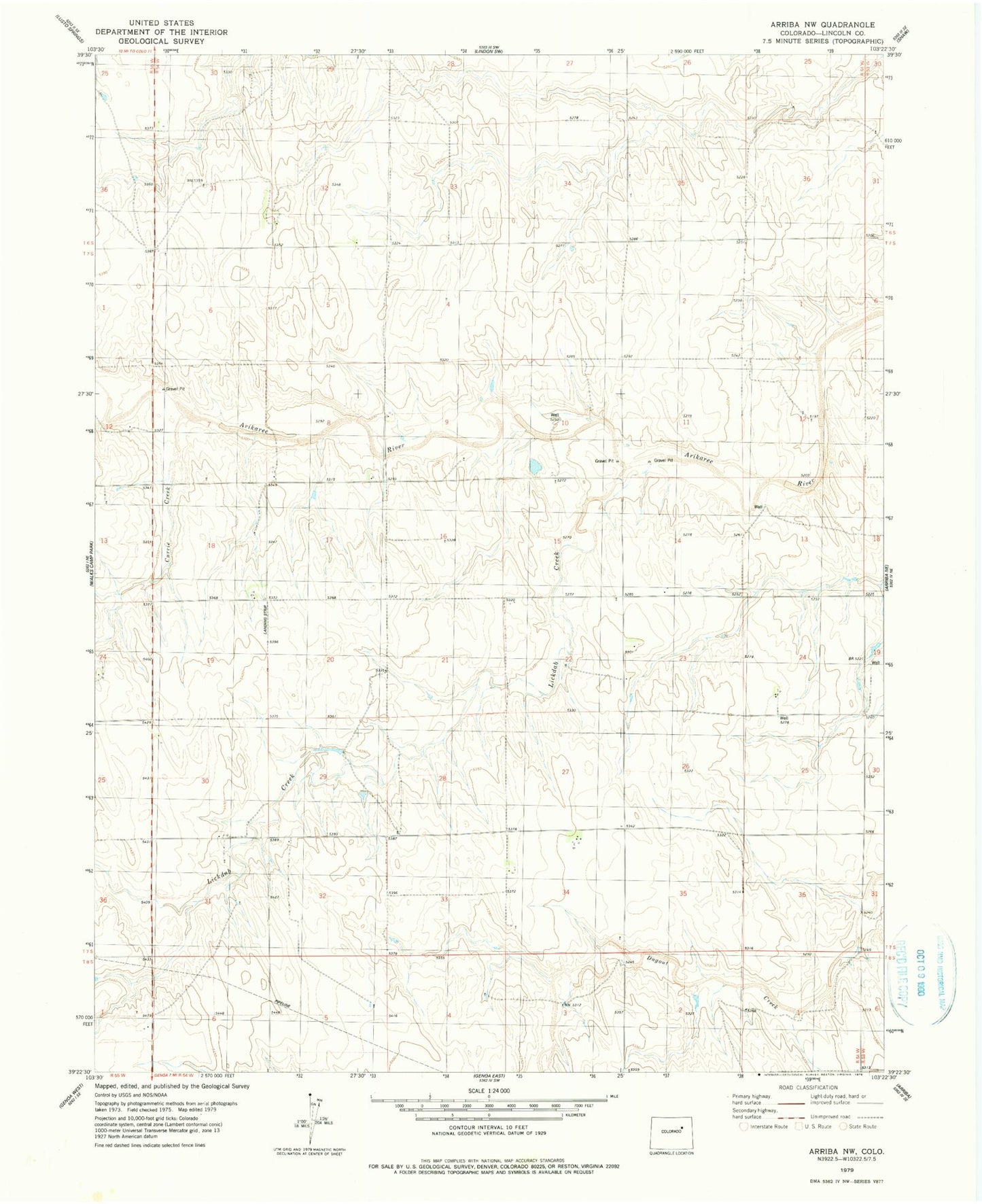 Classic USGS Arriba NW Colorado 7.5'x7.5' Topo Map – MyTopo Map Store