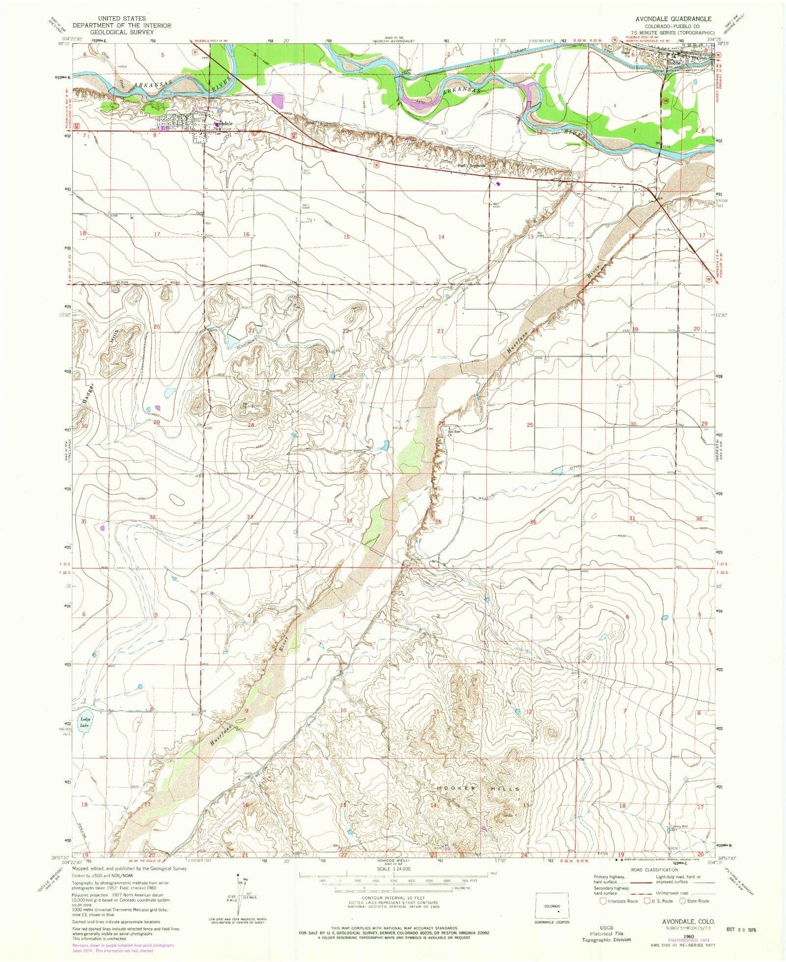 Classic USGS Avondale Colorado 7.5'x7.5' Topo Map – MyTopo Map Store