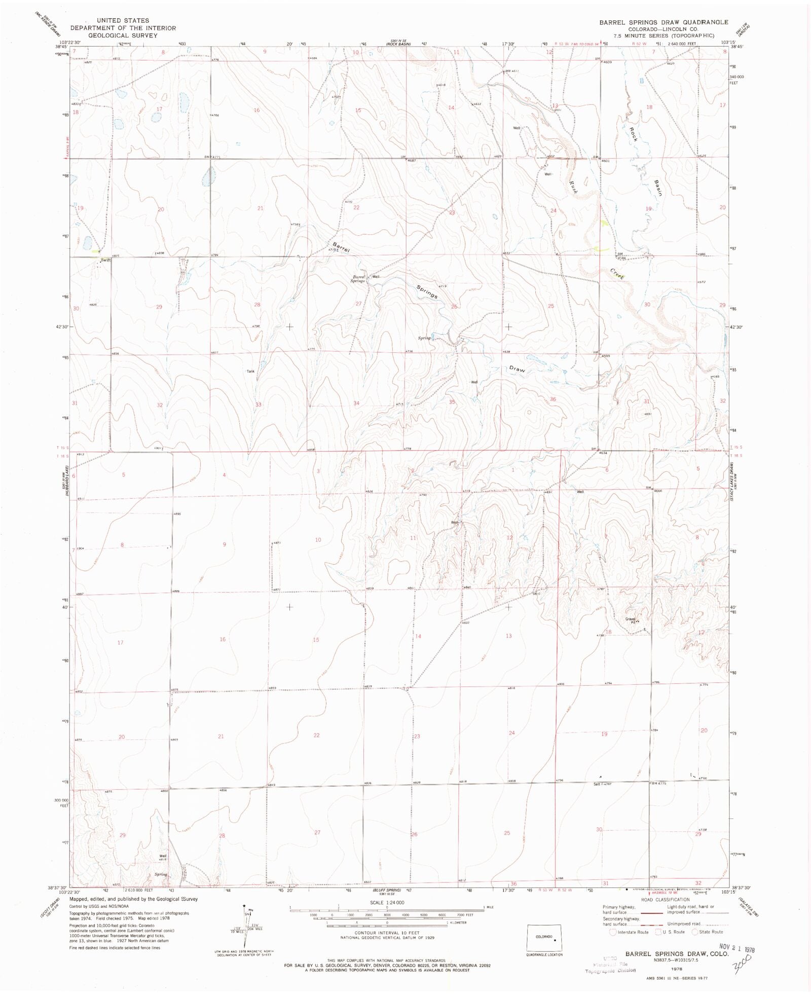 Classic USGS Barrel Springs Draw Colorado 7.5'x7.5' Topo Map – MyTopo ...