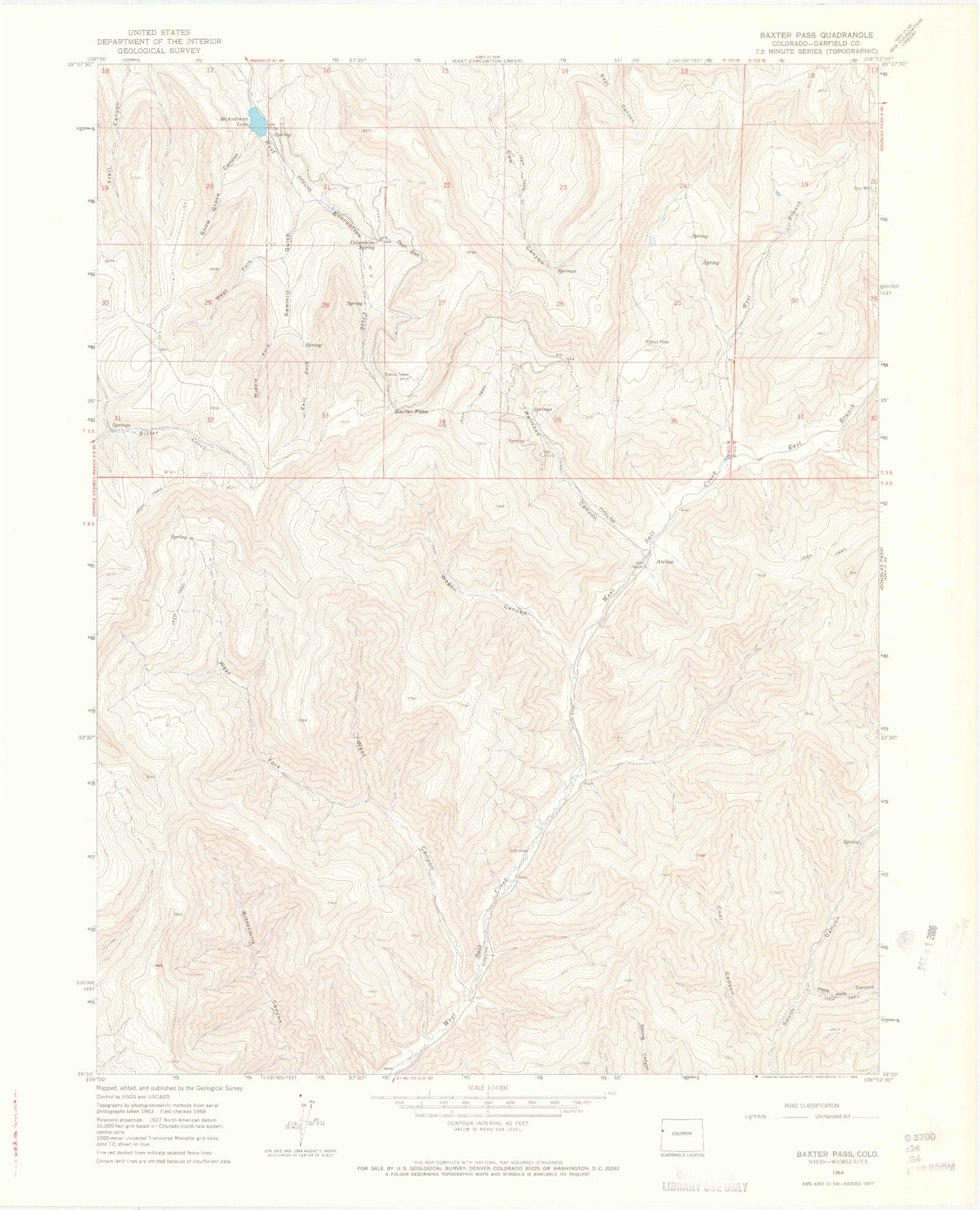 Classic USGS Baxter Pass Colorado 7.5'x7.5' Topo Map – MyTopo Map Store