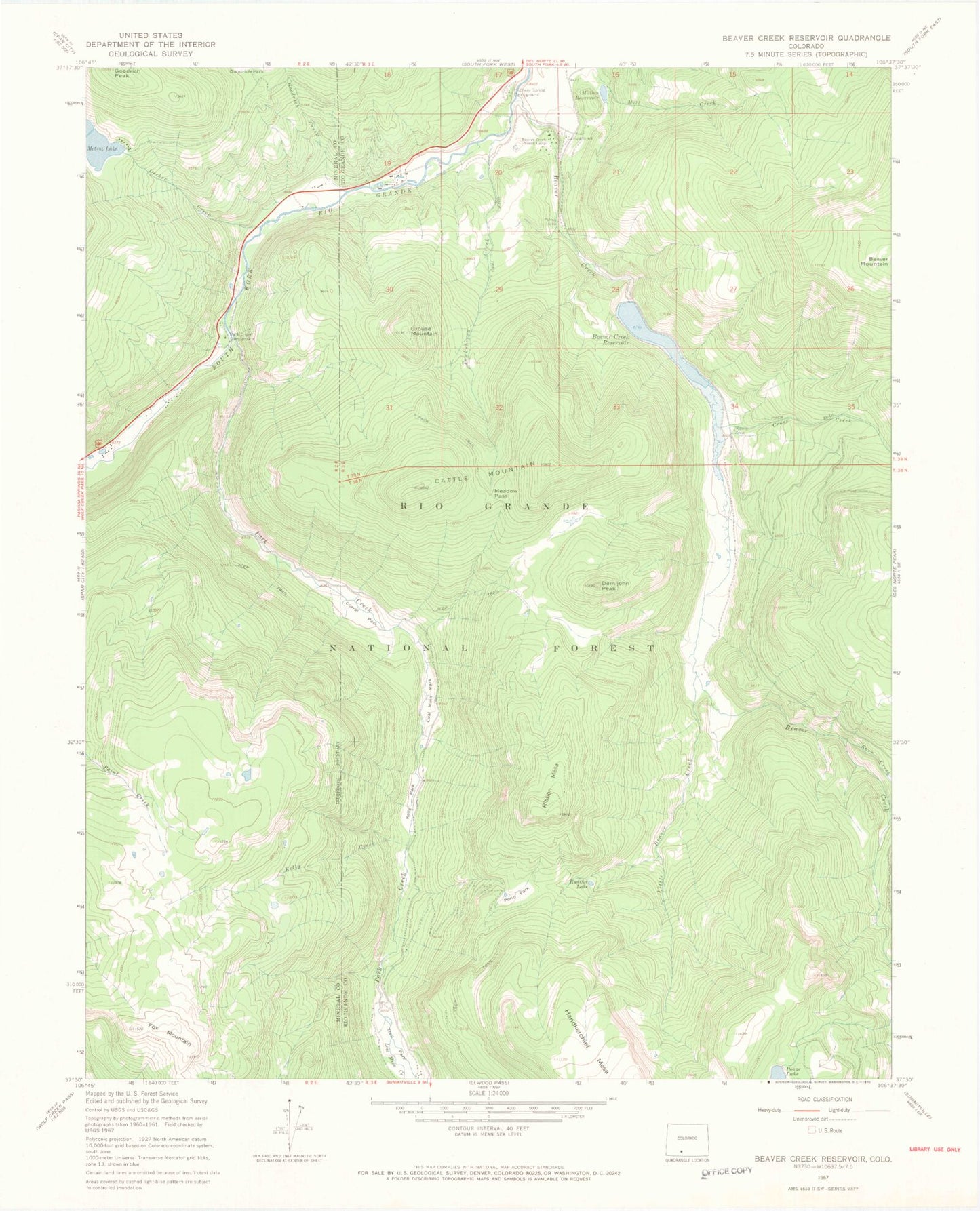 Classic USGS Beaver Creek Reservoir Colorado 7.5'x7.5' Topo Map ...