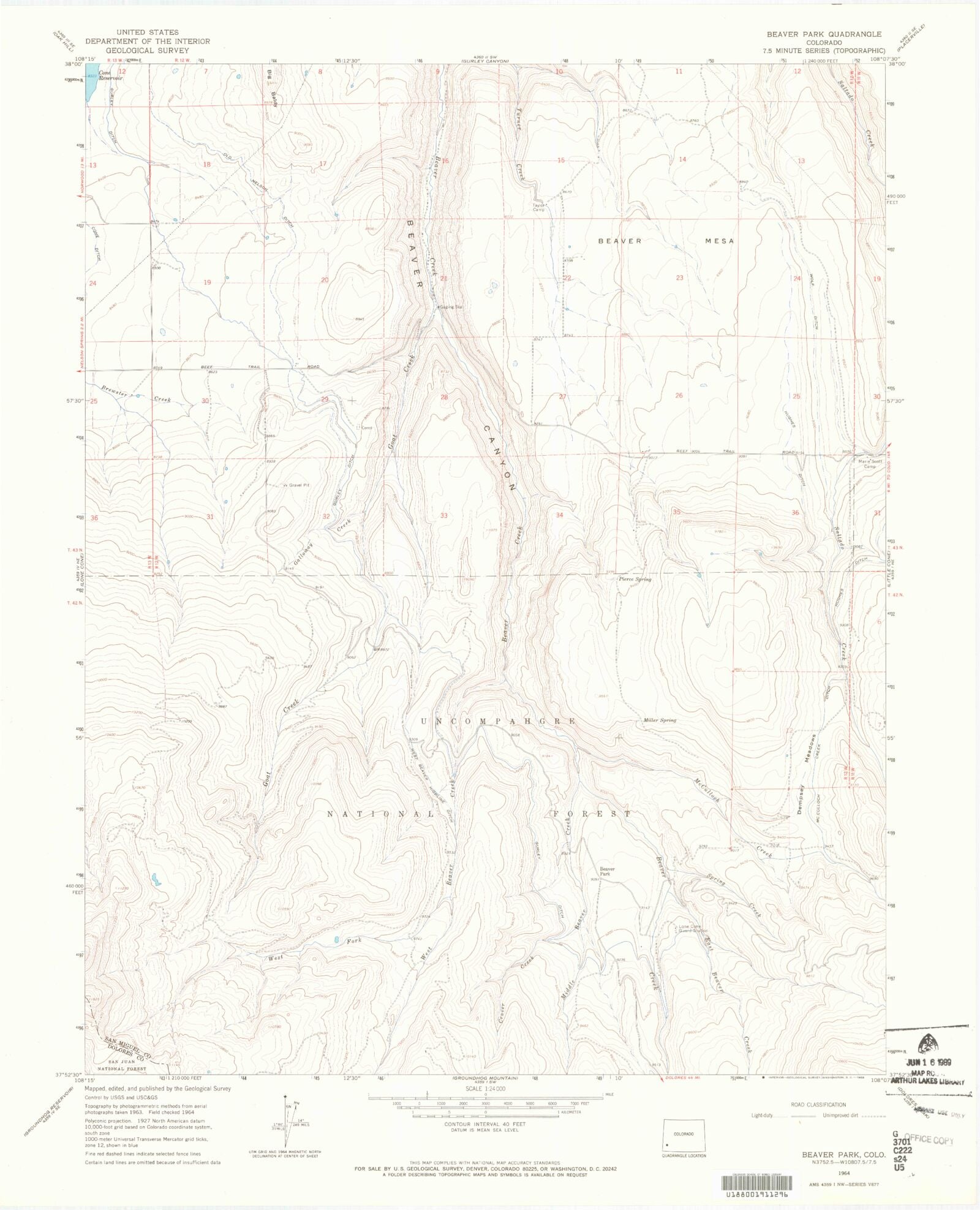 Classic USGS Beaver Park Colorado 7.5'x7.5' Topo Map – MyTopo Map Store