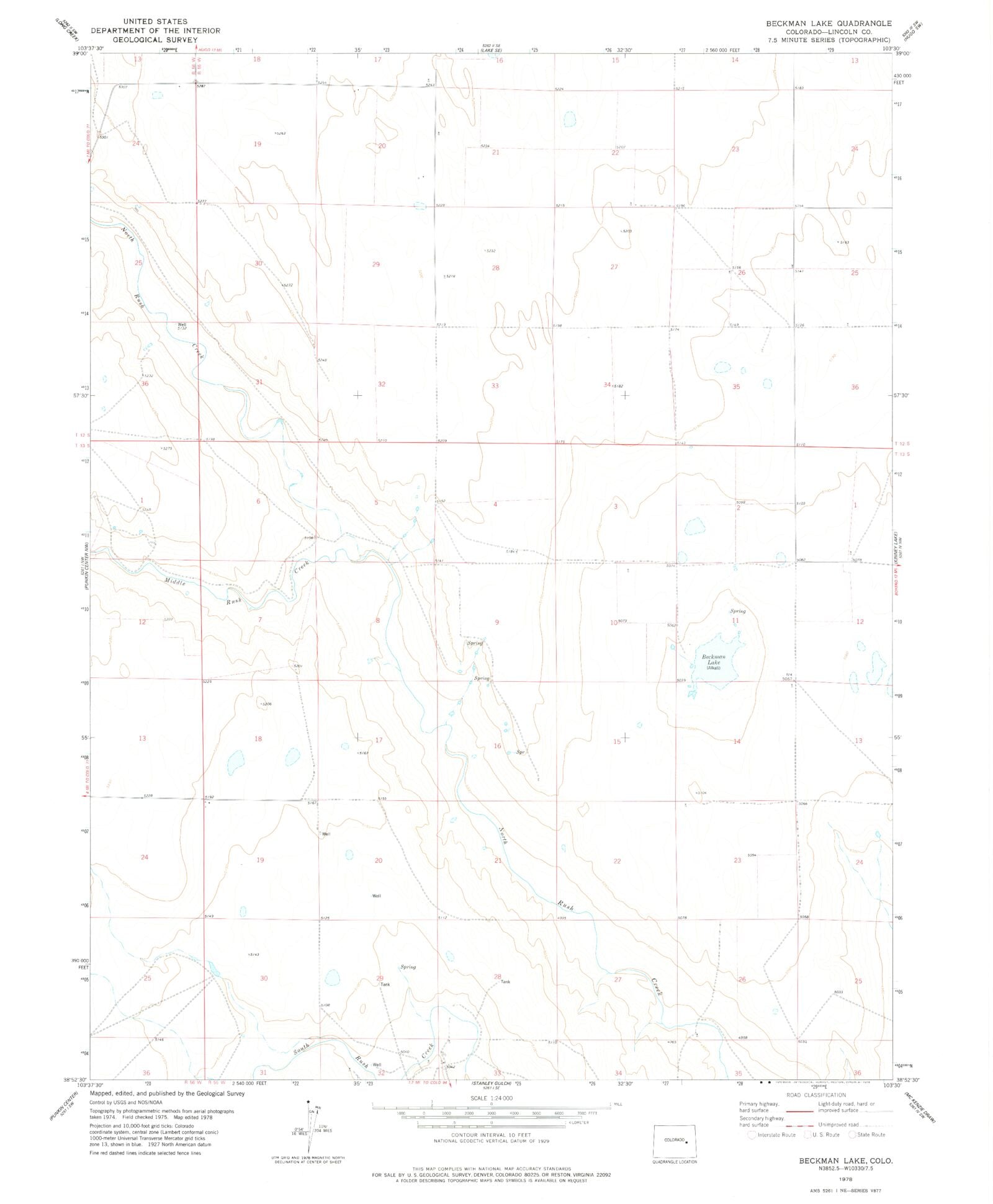 Classic USGS Beckman Lake Colorado 7.5'x7.5' Topo Map – MyTopo Map Store