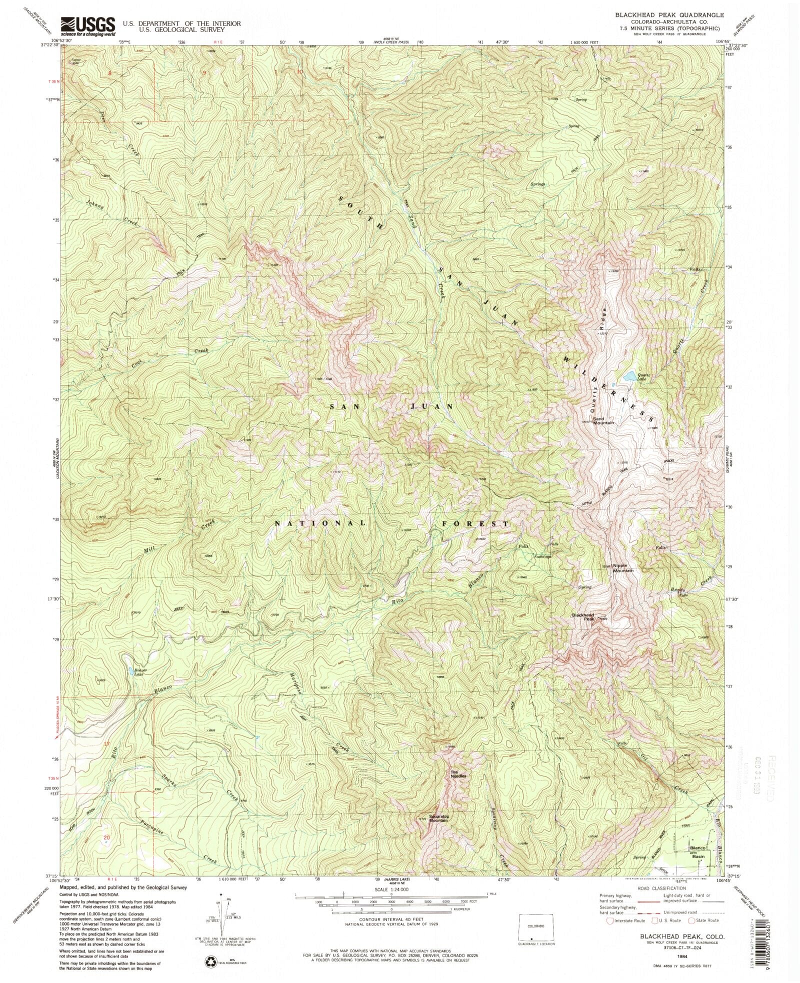 USGS Classic Blackhead Peak Colorado 7.5'x7.5' Topo Map – MyTopo Map Store