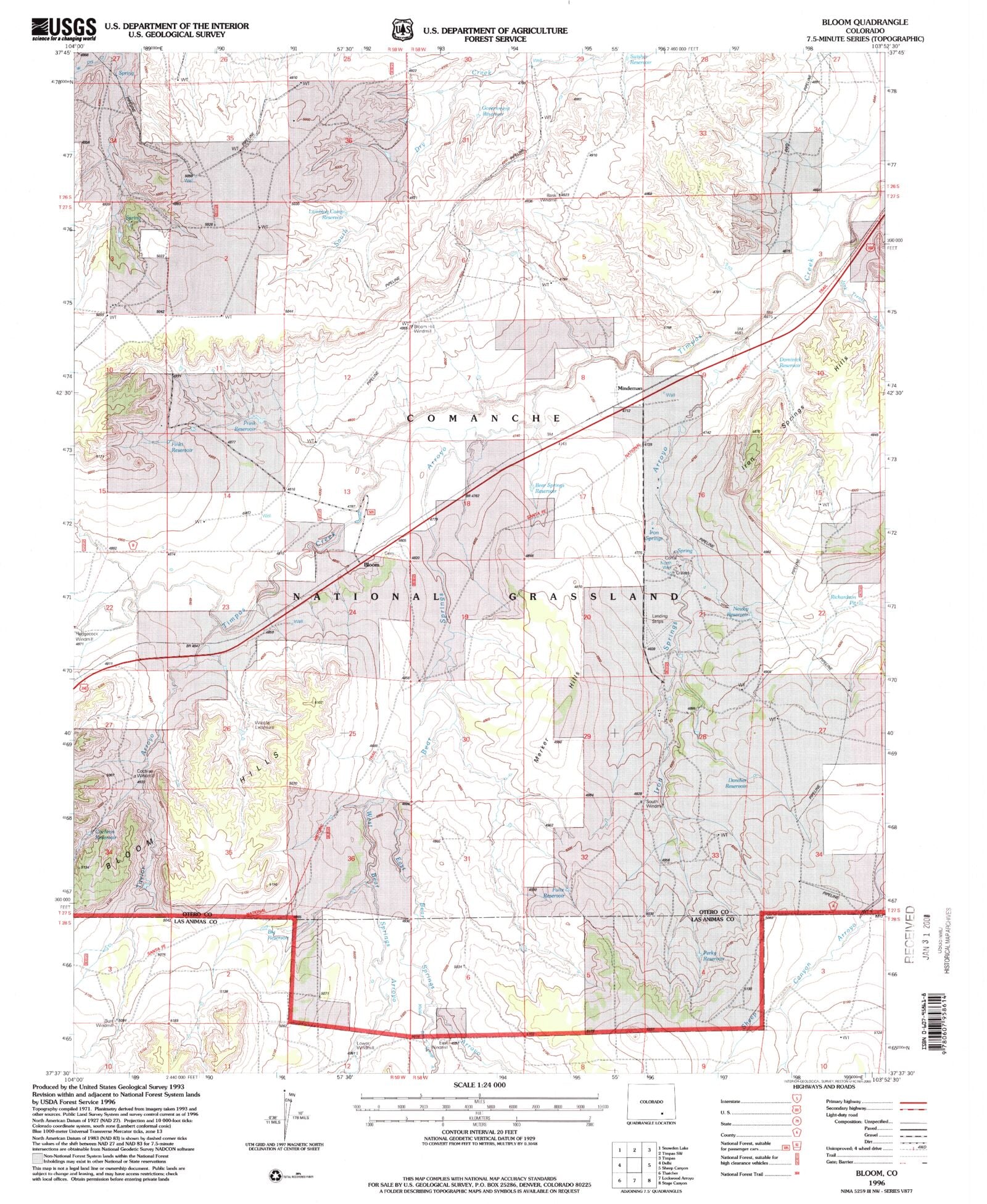 Classic USGS Bloom Colorado 7.5'x7.5' Topo Map – MyTopo Map Store