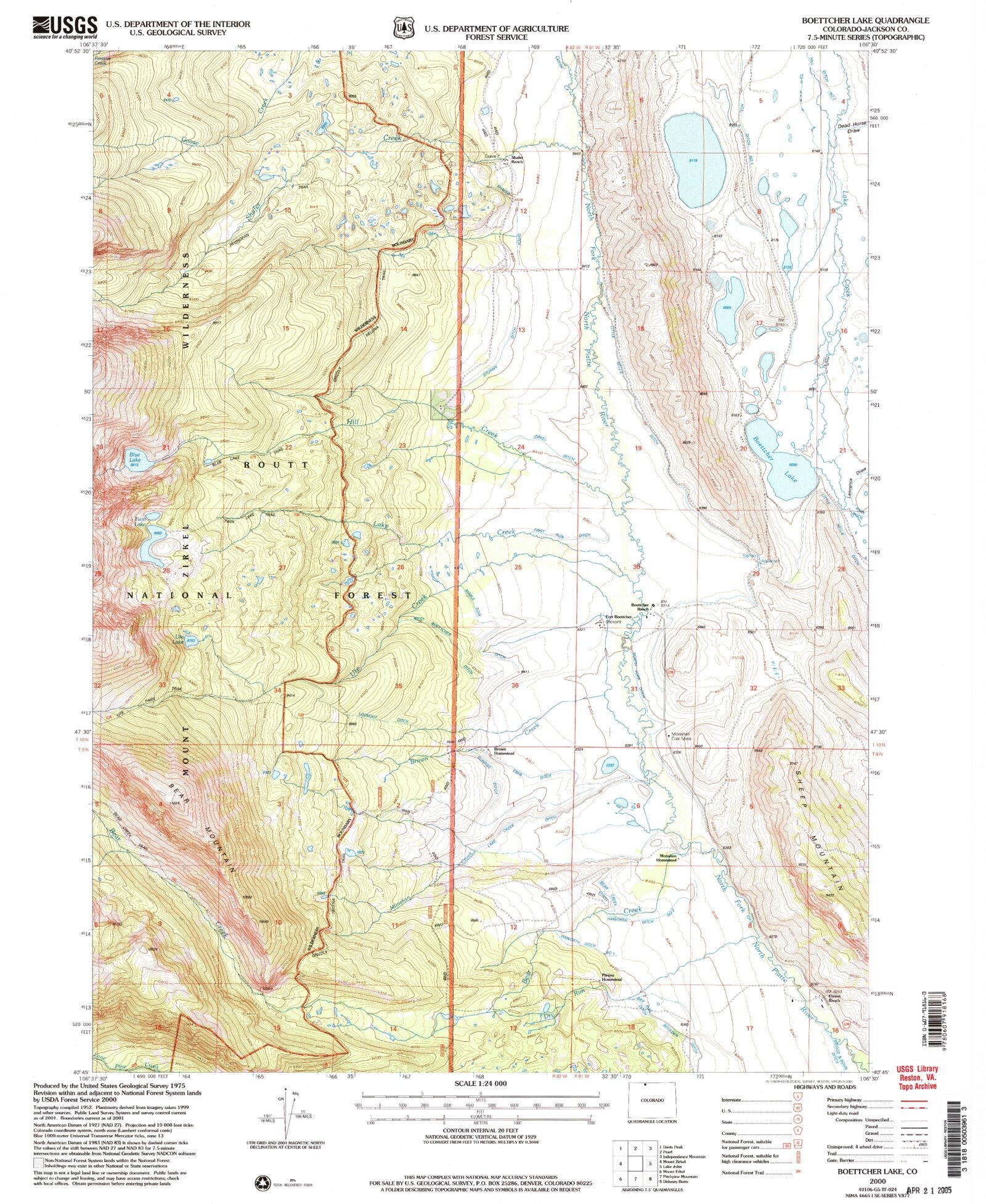 Classic USGS Boettcher Lake Colorado 7.5'x7.5' Topo Map – MyTopo Map Store
