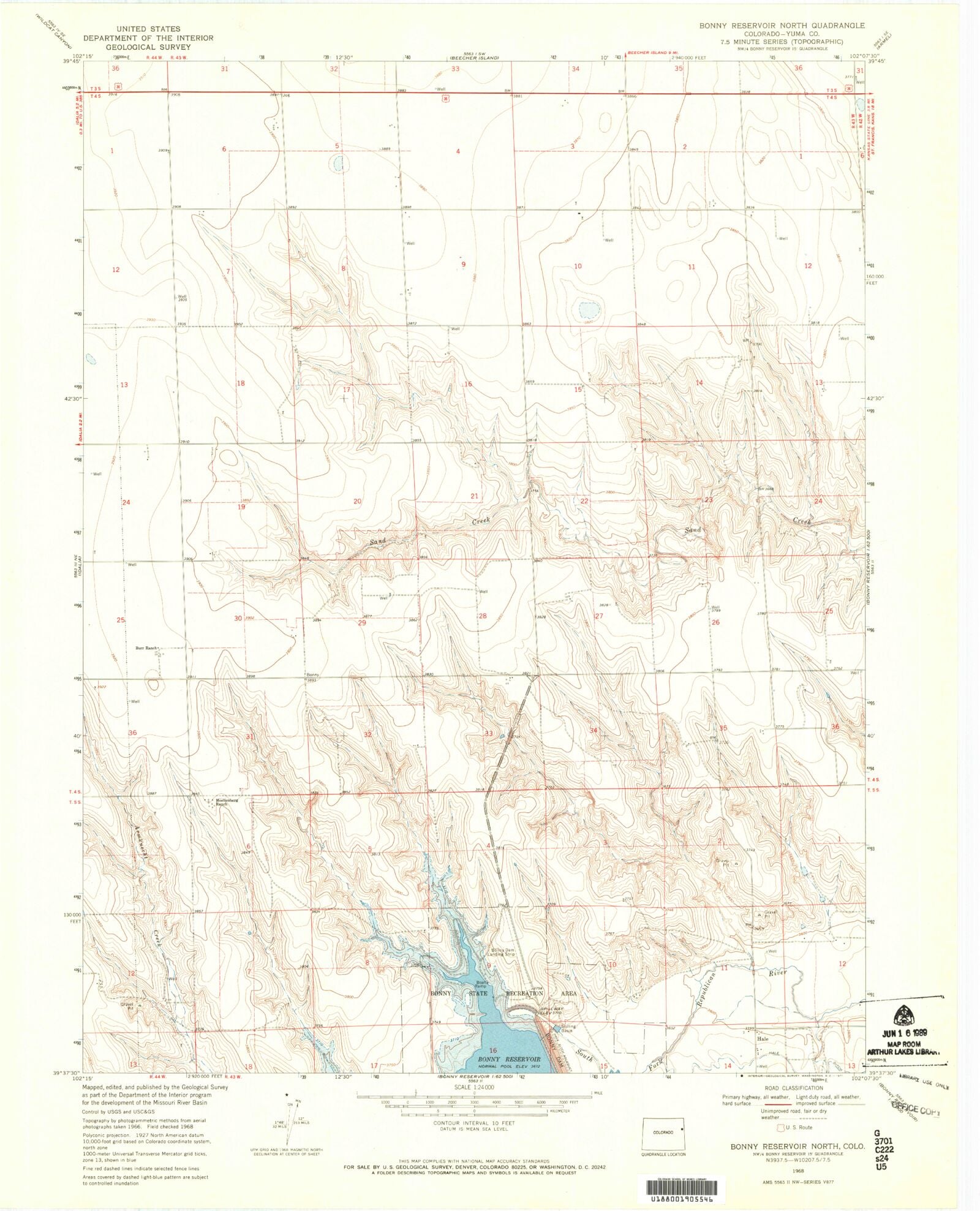 Classic USGS Bonny Reservoir North Colorado 7.5'x7.5' Topo Map – MyTopo ...