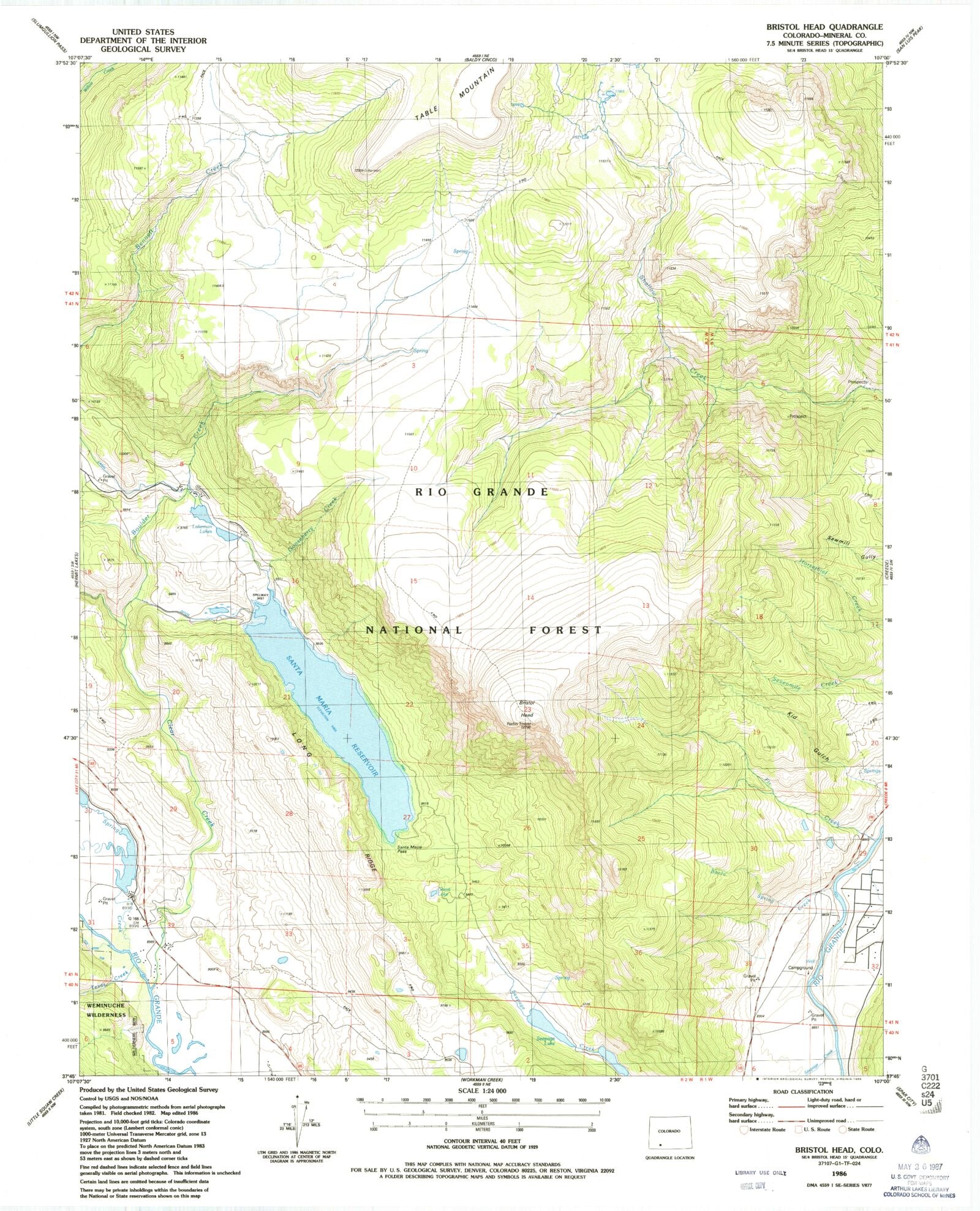 Classic USGS Bristol Head Colorado 7.5'x7.5' Topo Map – MyTopo Map Store