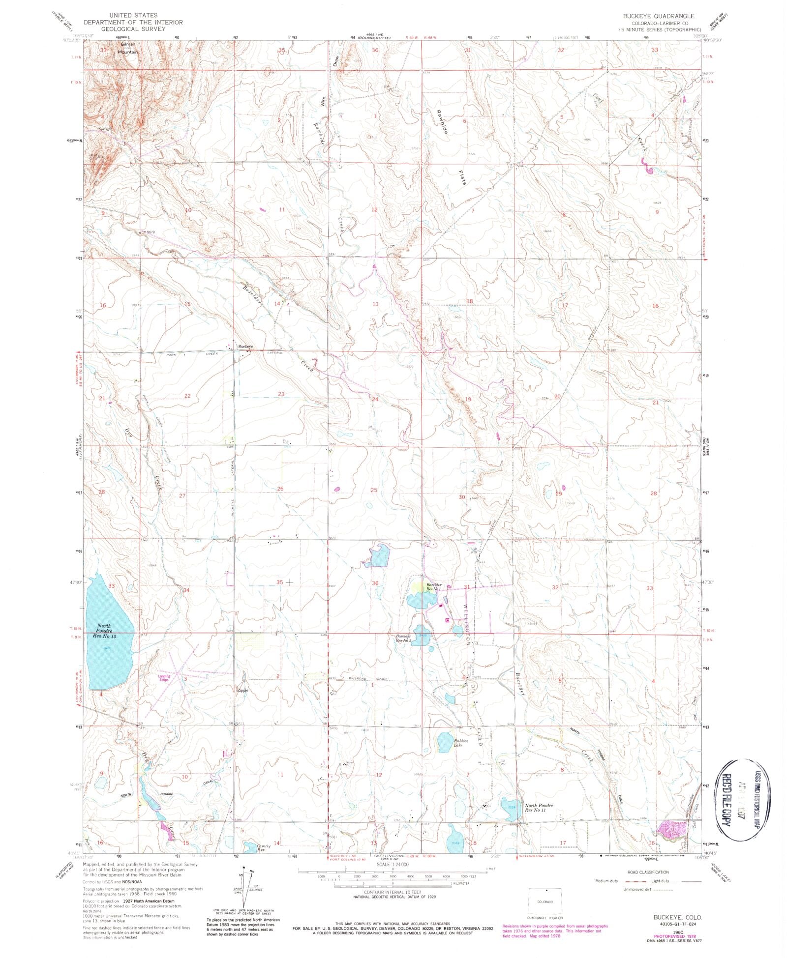Classic USGS Buckeye Colorado 7.5'x7.5' Topo Map – MyTopo Map Store