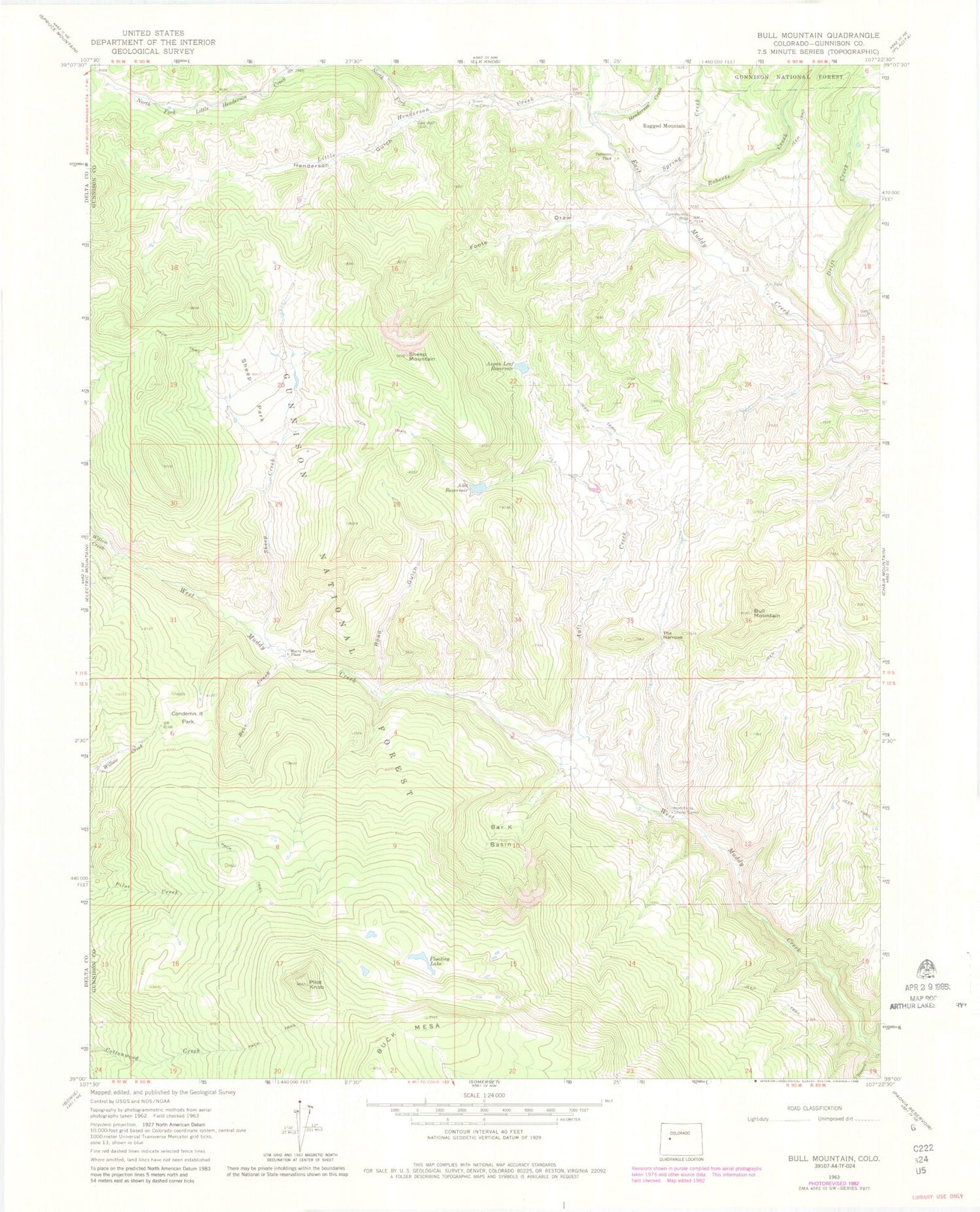 Classic USGS Bull Mountain Colorado 7.5'x7.5' Topo Map – MyTopo Map Store