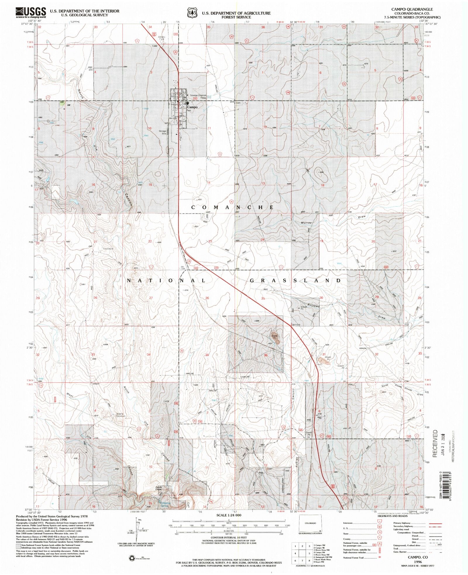 Classic USGS Campo Colorado 7.5'x7.5' Topo Map – MyTopo Map Store