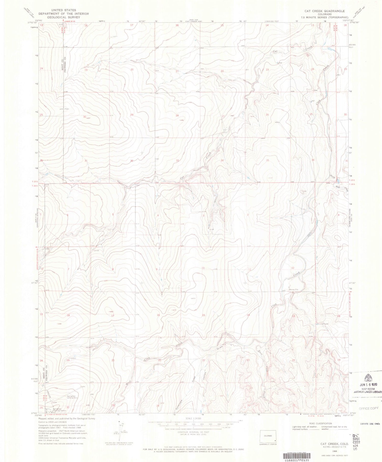 Classic USGS Cat Creek Colorado 7.5'x7.5' Topo Map – MyTopo Map Store