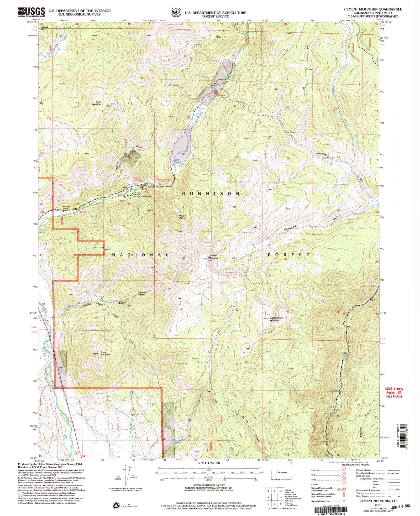 Classic USGS Cement Mountain Colorado 7.5'x7.5' Topo Map – MyTopo Map Store