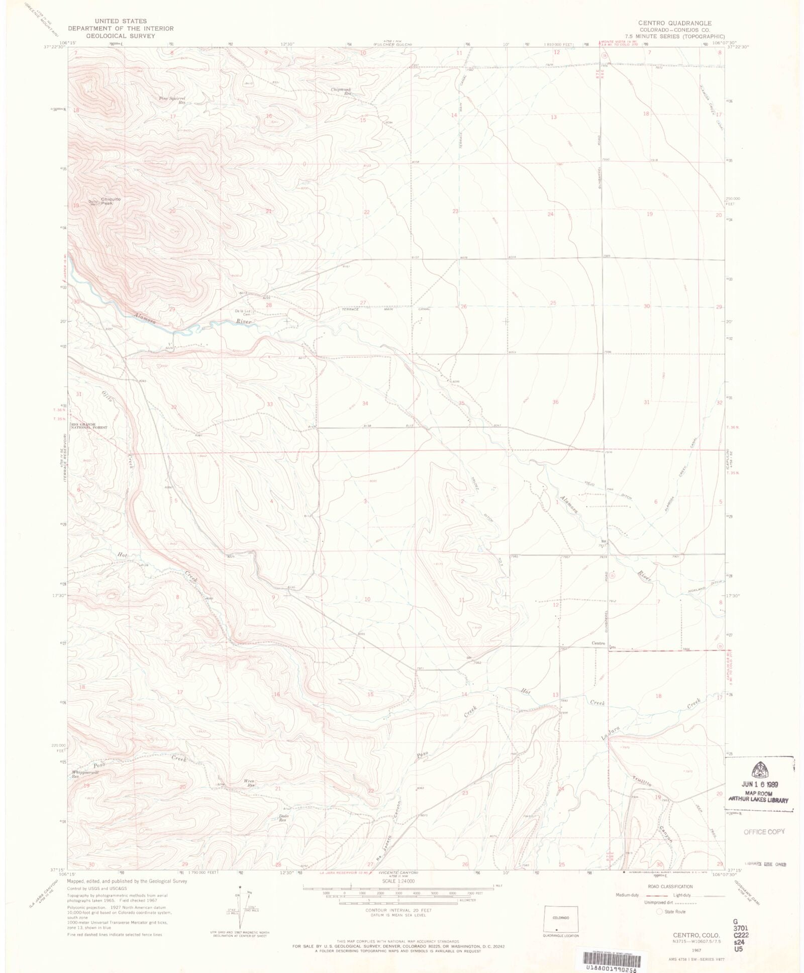 Classic USGS Centro Colorado 7.5'x7.5' Topo Map – MyTopo Map Store