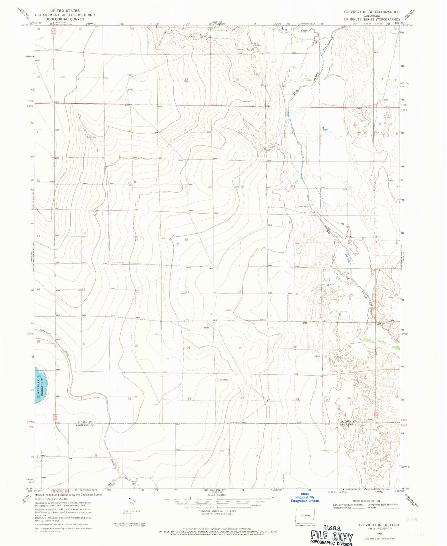 Classic USGS Chivington SE Colorado 7.5'x7.5' Topo Map – MyTopo Map Store