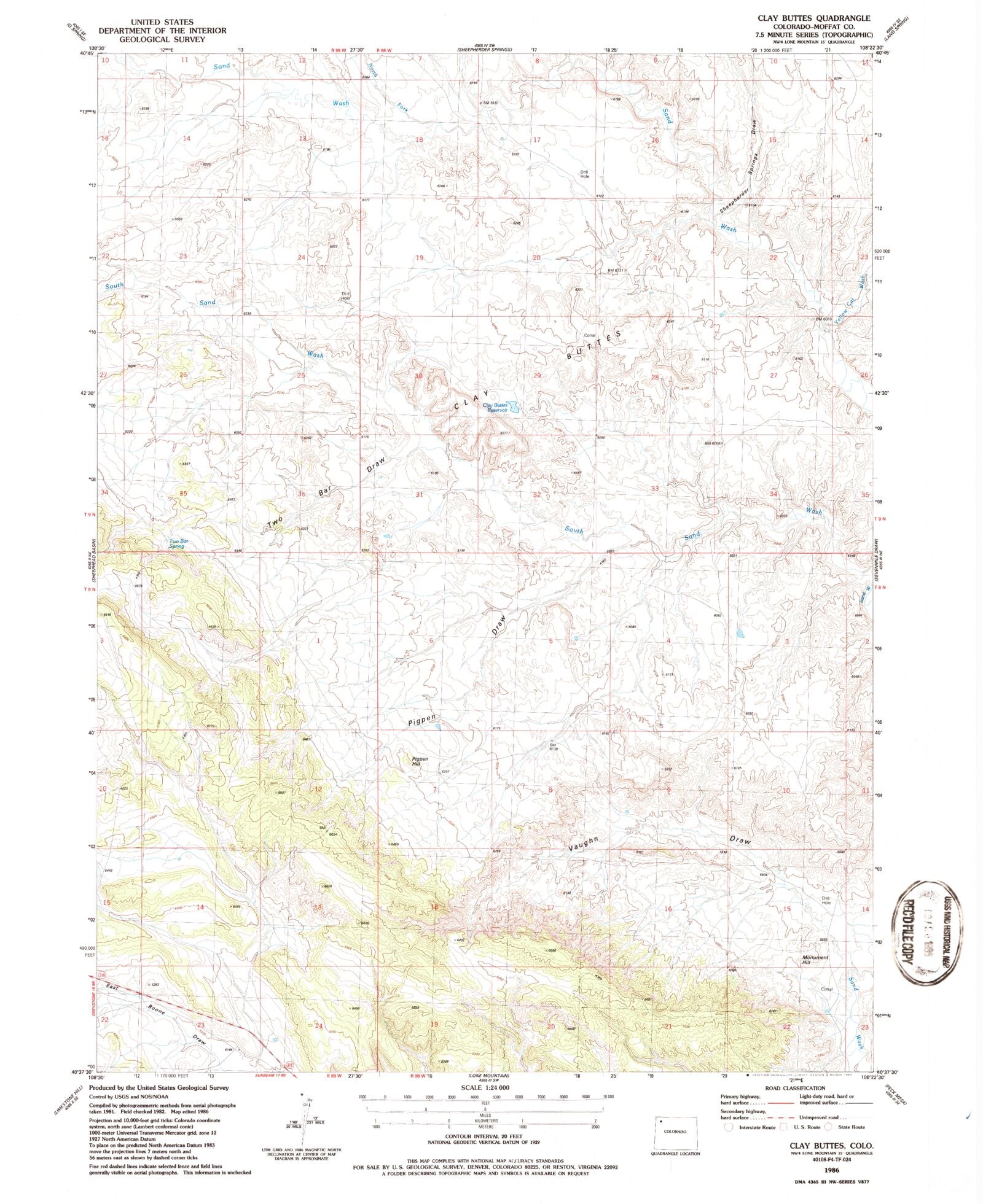 Classic USGS Clay Buttes Colorado 7.5'x7.5' Topo Map – MyTopo Map Store