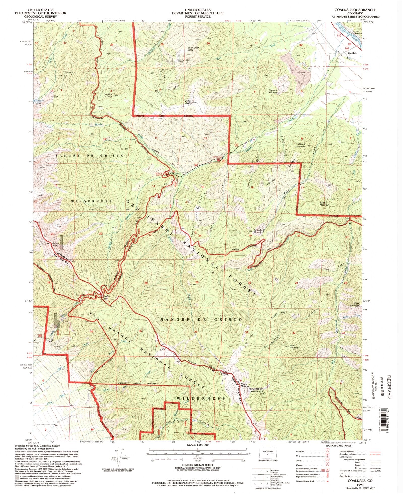 Classic USGS Coaldale Colorado 7.5'x7.5' Topo Map – MyTopo Map Store