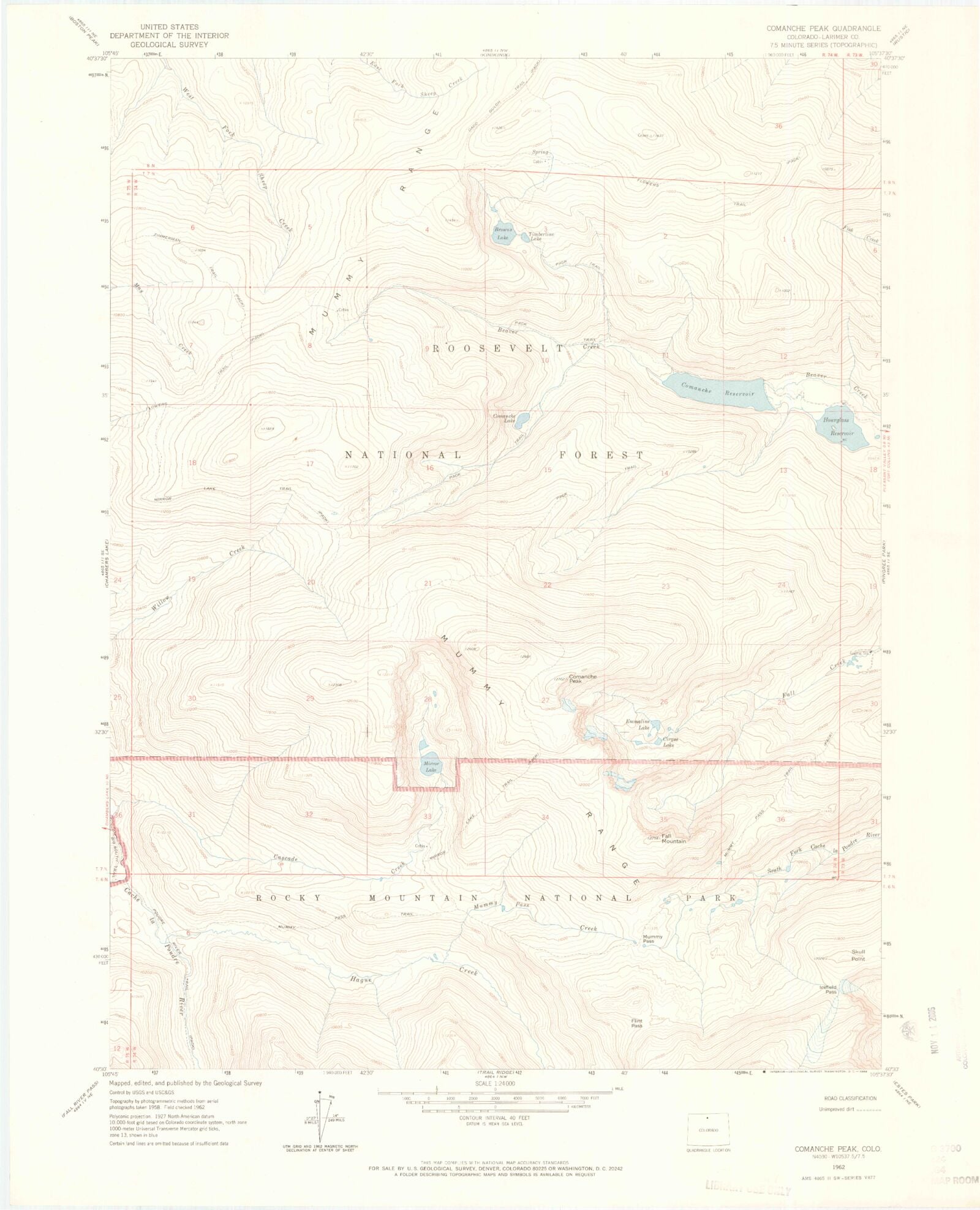 Classic USGS Comanche Peak Colorado 7.5'x7.5' Topo Map – MyTopo Map Store