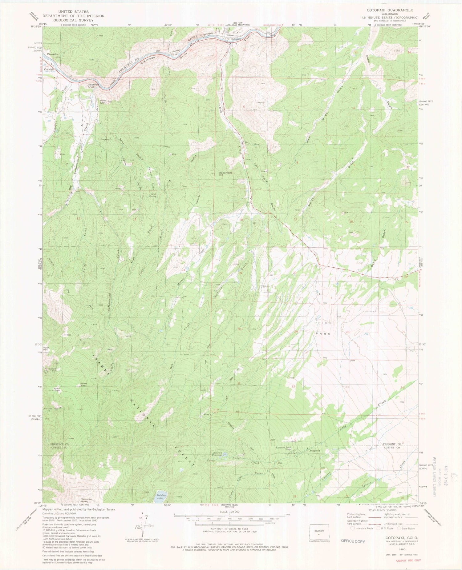 Classic USGS Cotopaxi Colorado 7.5'x7.5' Topo Map – MyTopo Map Store