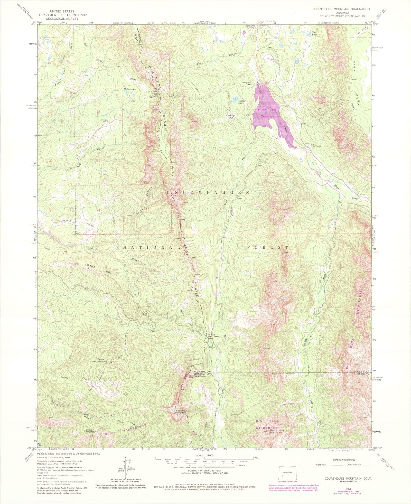 Classic USGS Courthouse Mountain Colorado 7.5'x7.5' Topo Map – MyTopo ...