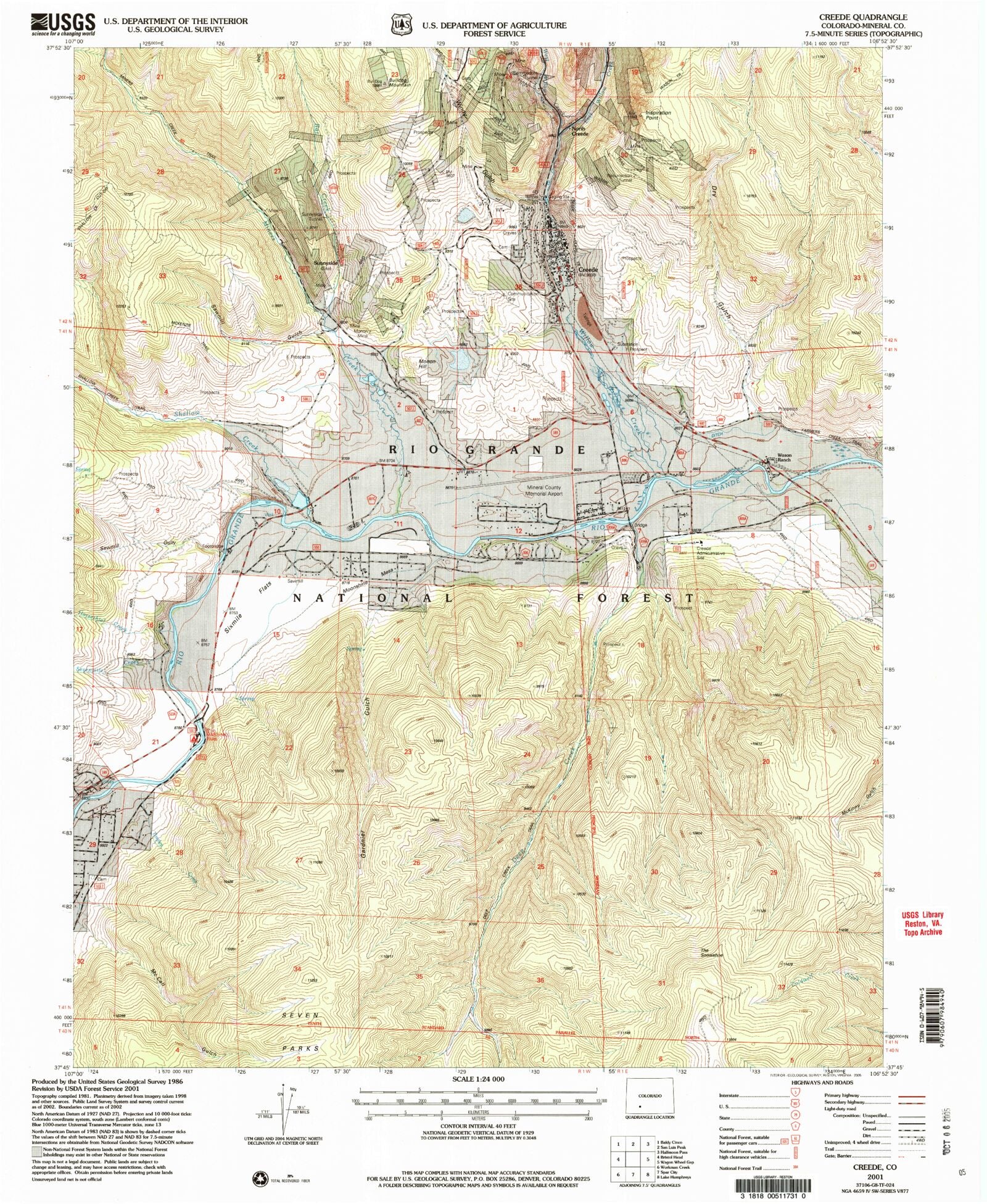 Classic USGS Creede Colorado 7.5'x7.5' Topo Map – MyTopo Map Store