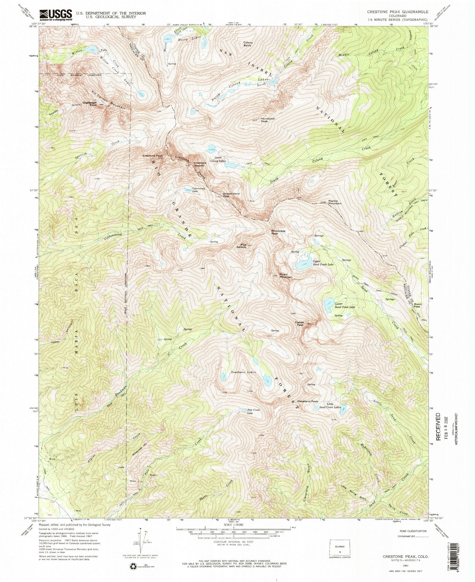USGS Classic Crestone Peak Colorado 7.5'x7.5' Topo Map – MyTopo Map Store