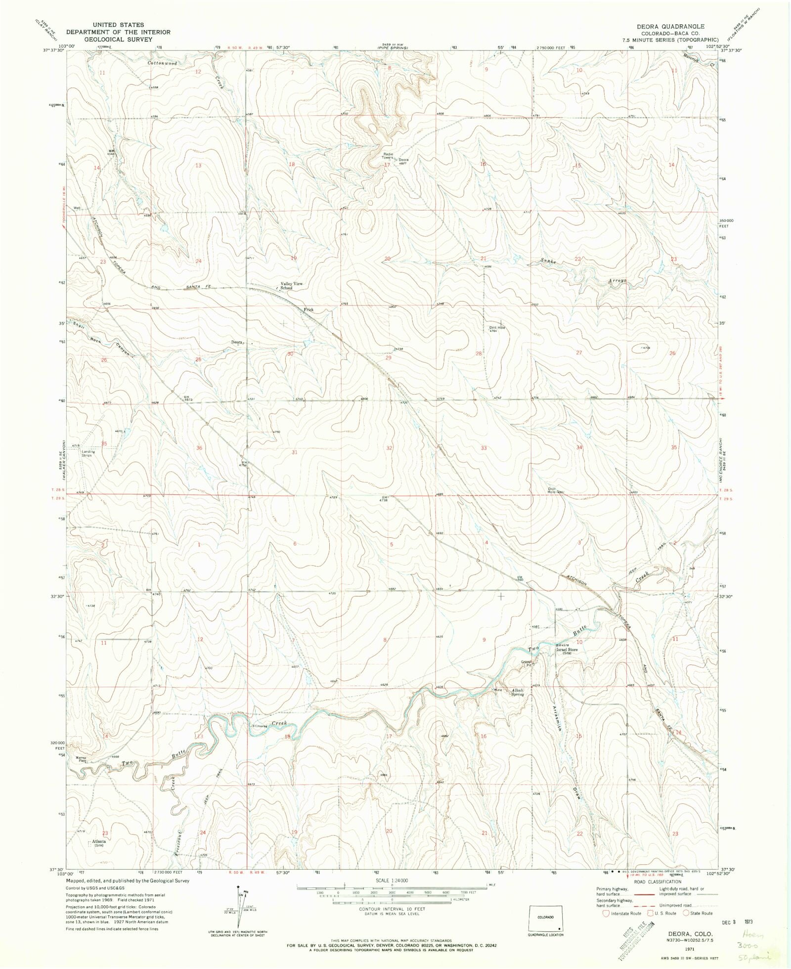 Classic USGS Deora Colorado 7.5'x7.5' Topo Map – MyTopo Map Store