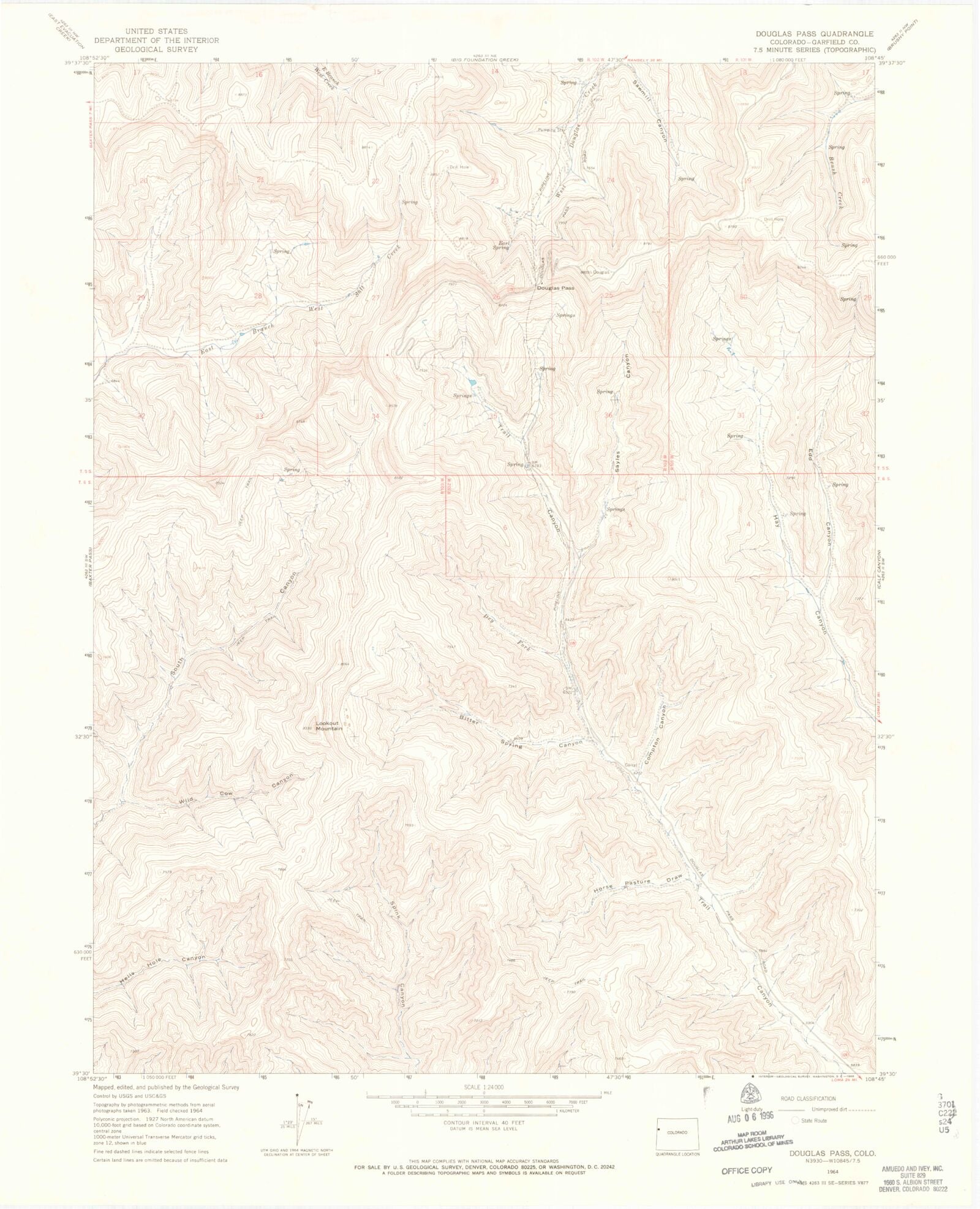 Classic USGS Douglas Pass Colorado 7.5'x7.5' Topo Map – MyTopo Map Store