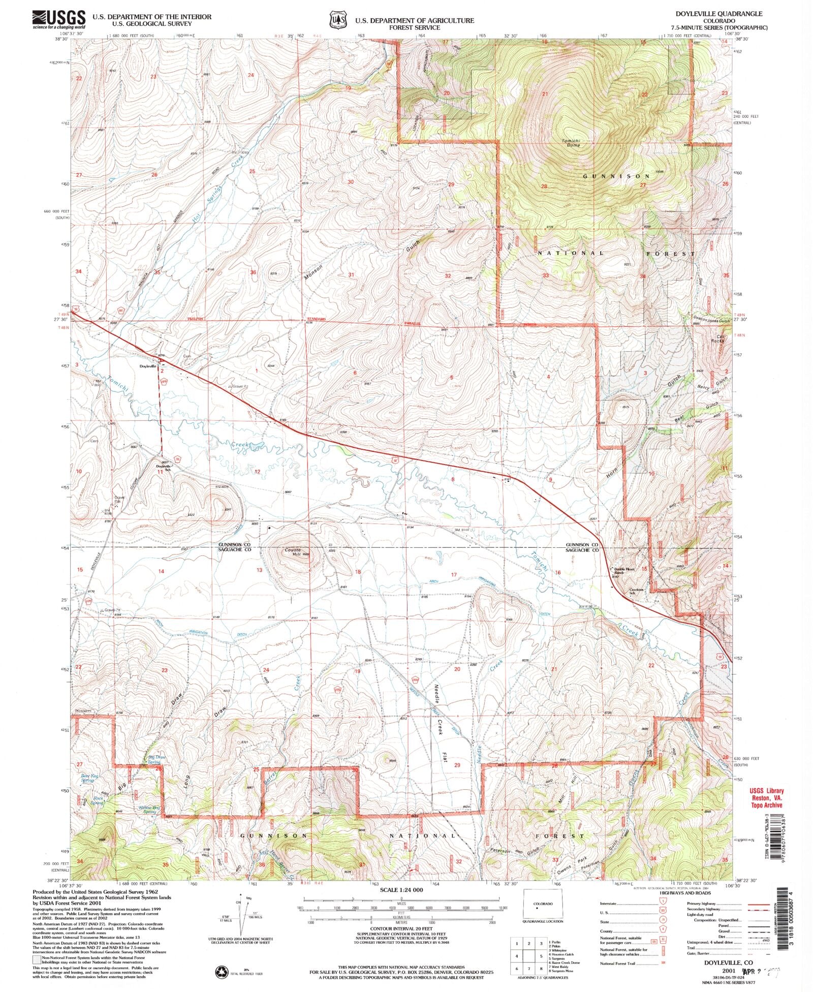 Classic USGS Doyleville Colorado 7.5'x7.5' Topo Map – MyTopo Map Store