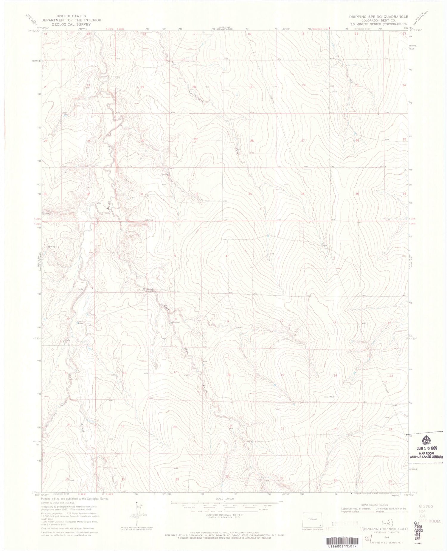 Classic USGS Dripping Spring Colorado 7.5'x7.5' Topo Map – MyTopo Map Store