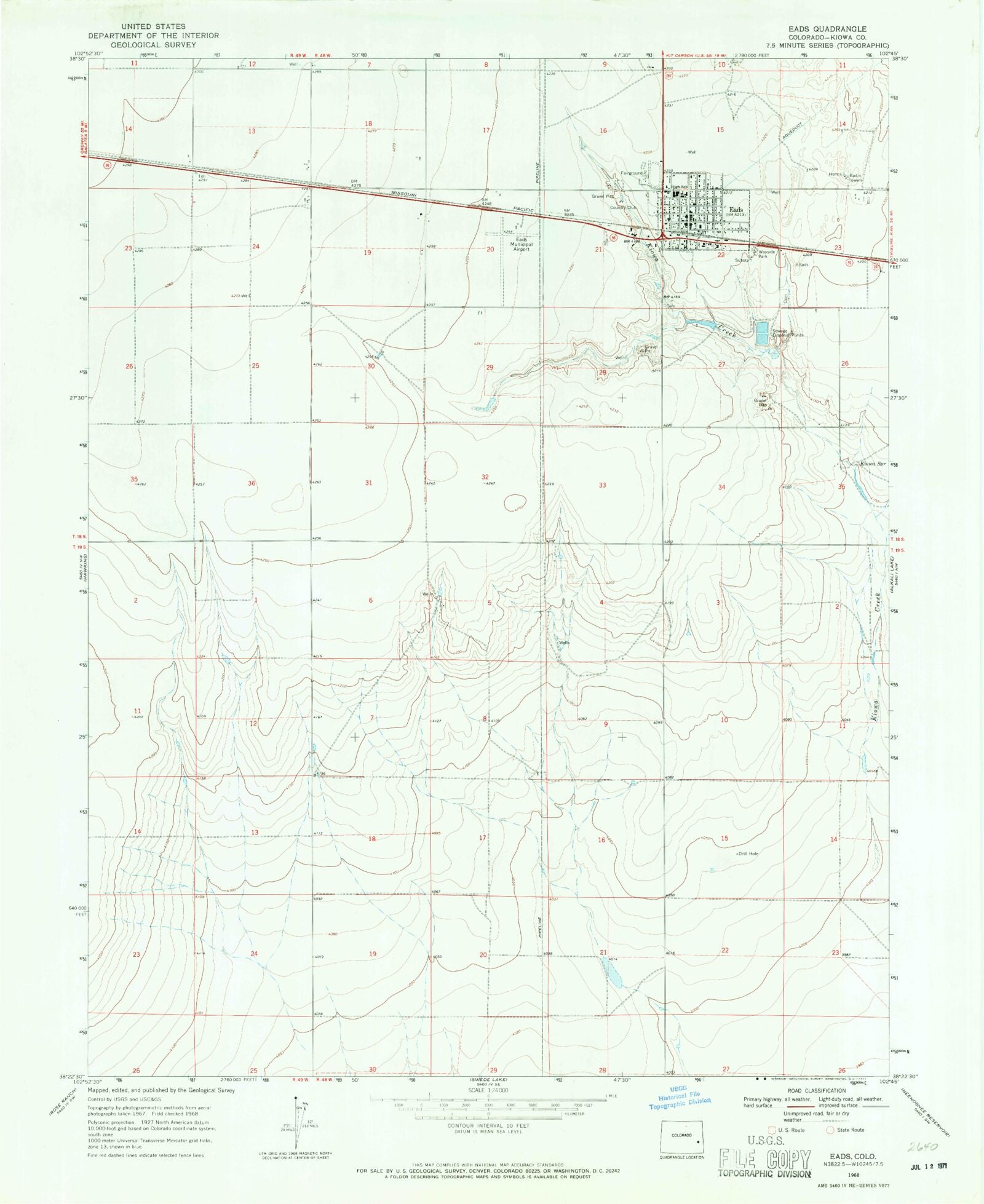 Classic USGS Eads Colorado 7.5'x7.5' Topo Map – MyTopo Map Store