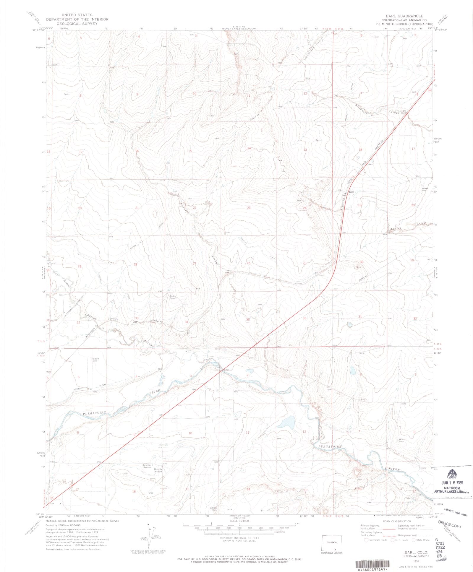 Classic USGS Earl Colorado 7.5'x7.5' Topo Map – MyTopo Map Store