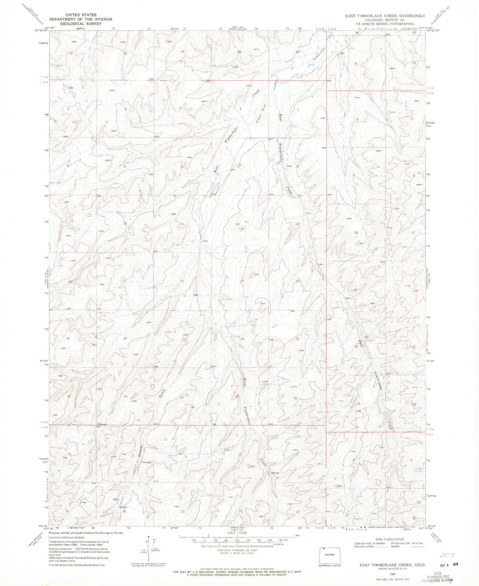 Classic USGS East Timberlake Creek Colorado 7.5'x7.5' Topo Map – MyTopo ...
