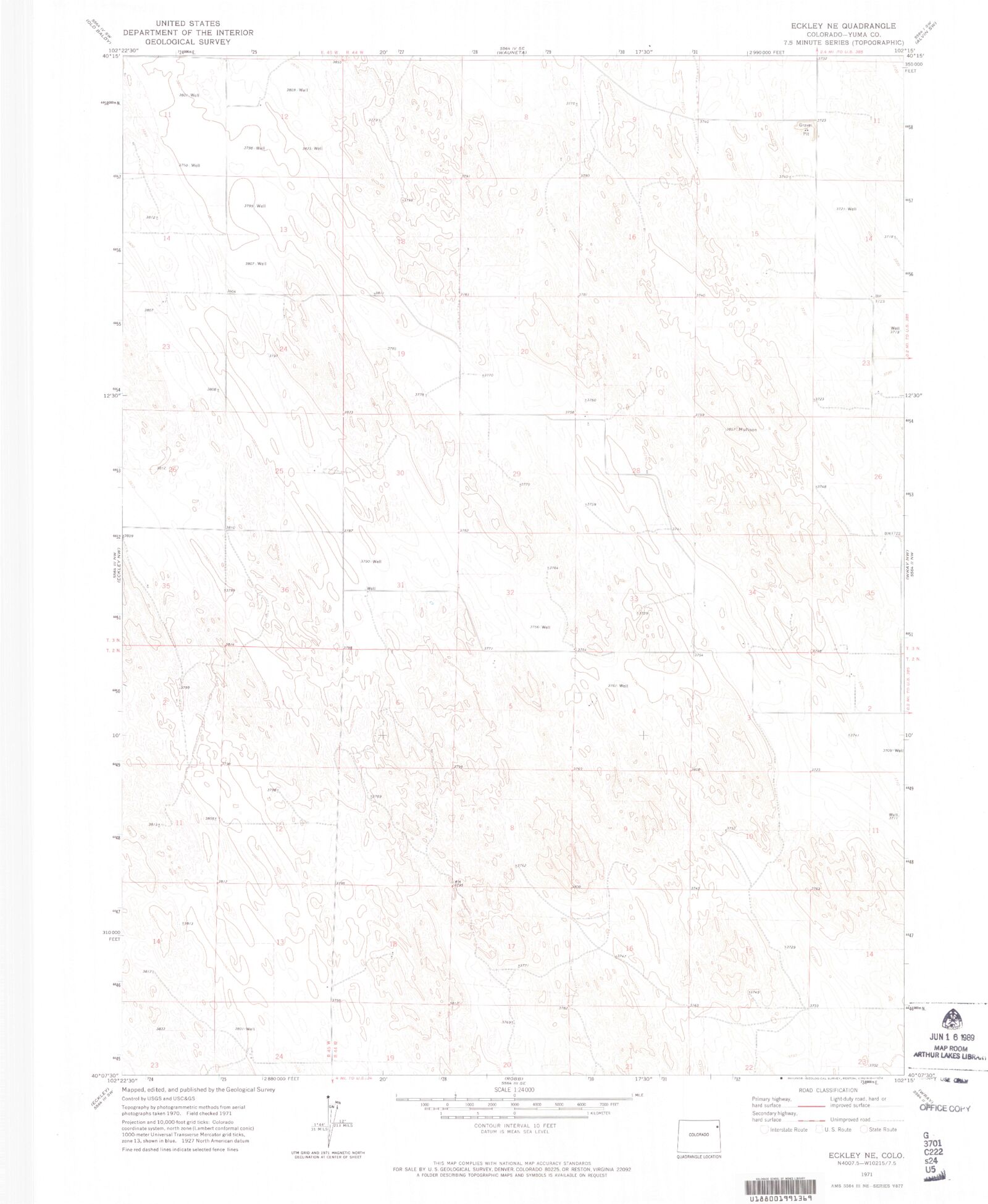 Classic USGS Eckley NE Colorado 7.5'x7.5' Topo Map – MyTopo Map Store