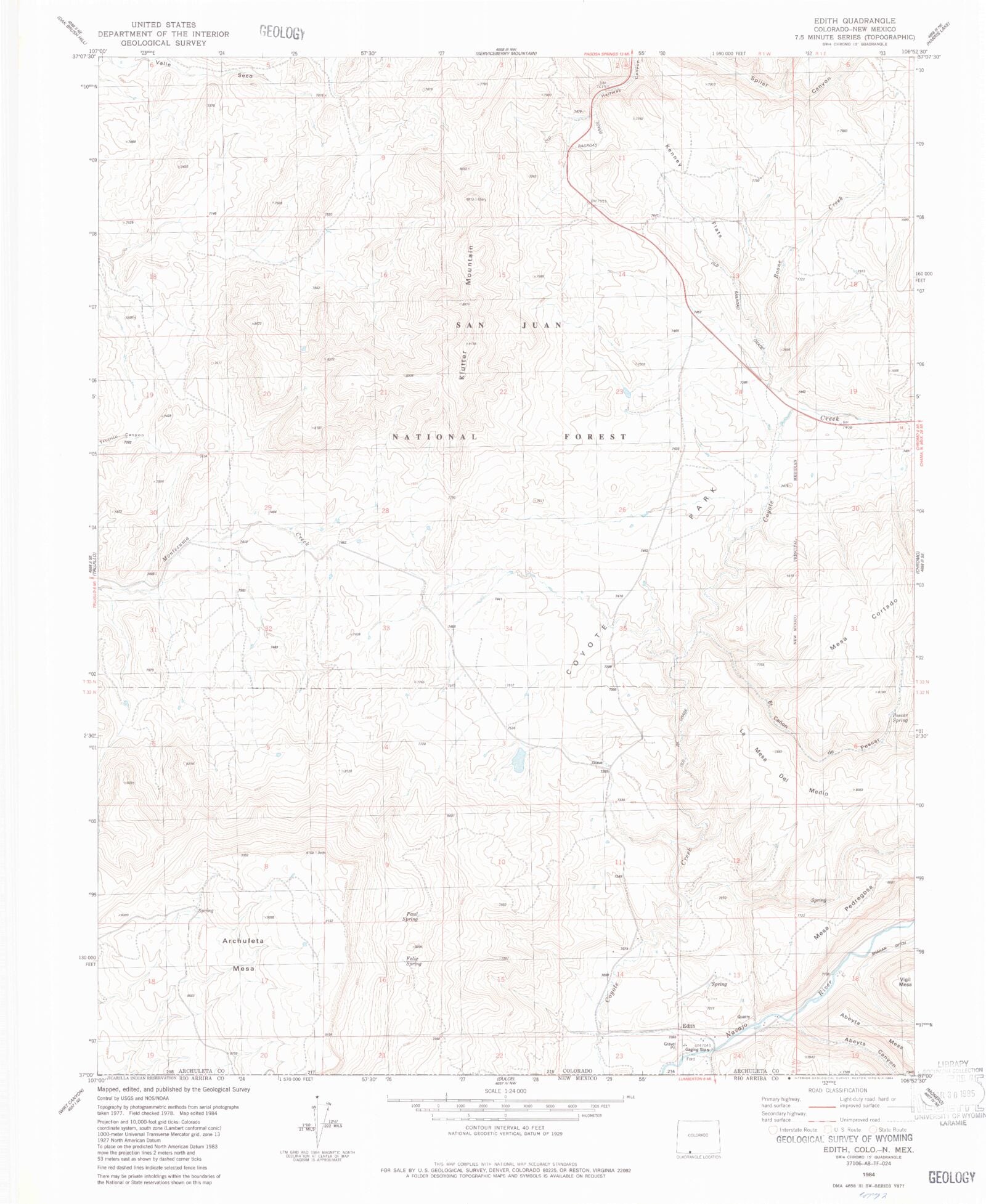 Classic USGS Edith Colorado 7.5'x7.5' Topo Map – MyTopo Map Store