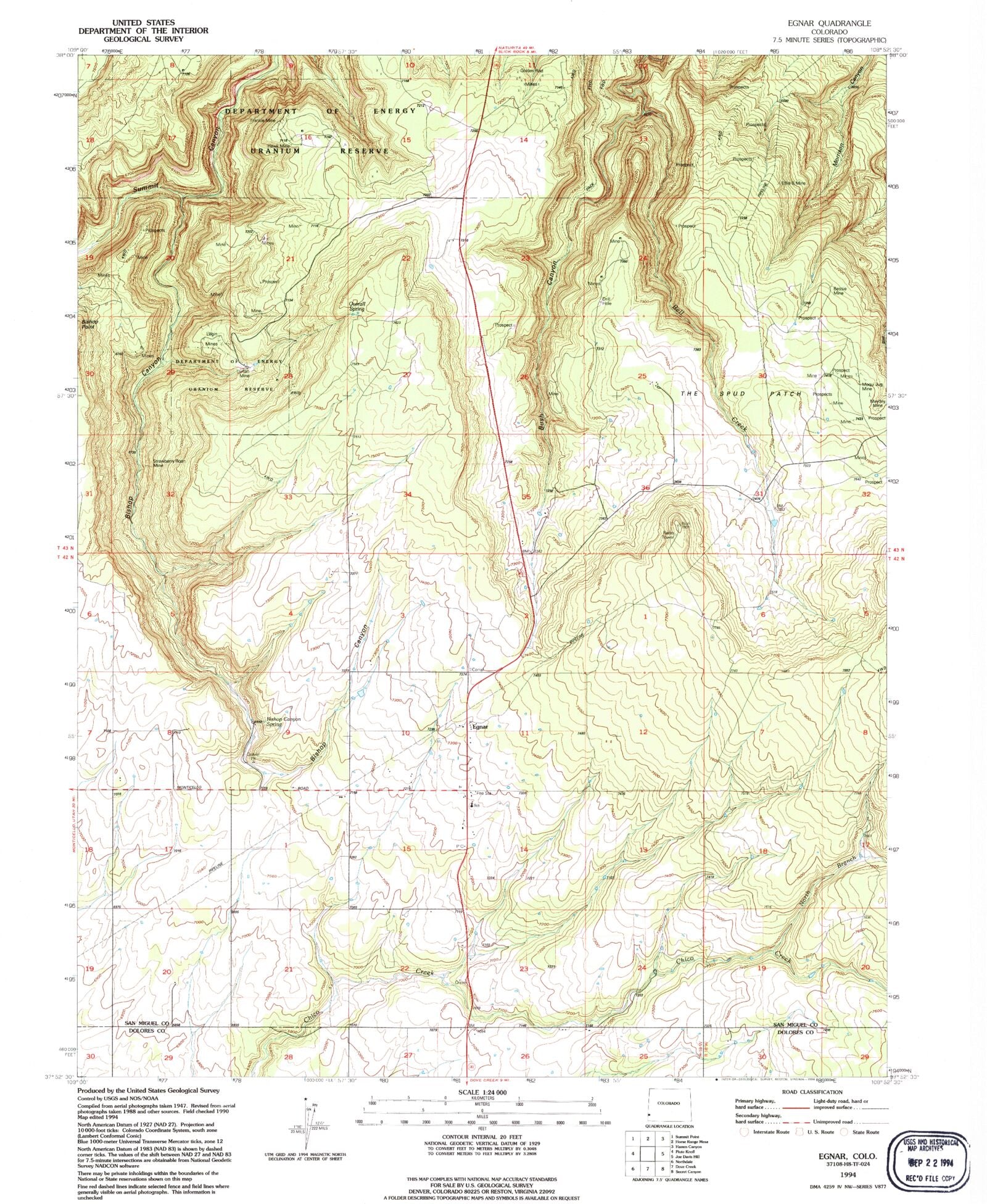 Classic USGS Egnar Colorado 7.5'x7.5' Topo Map – MyTopo Map Store